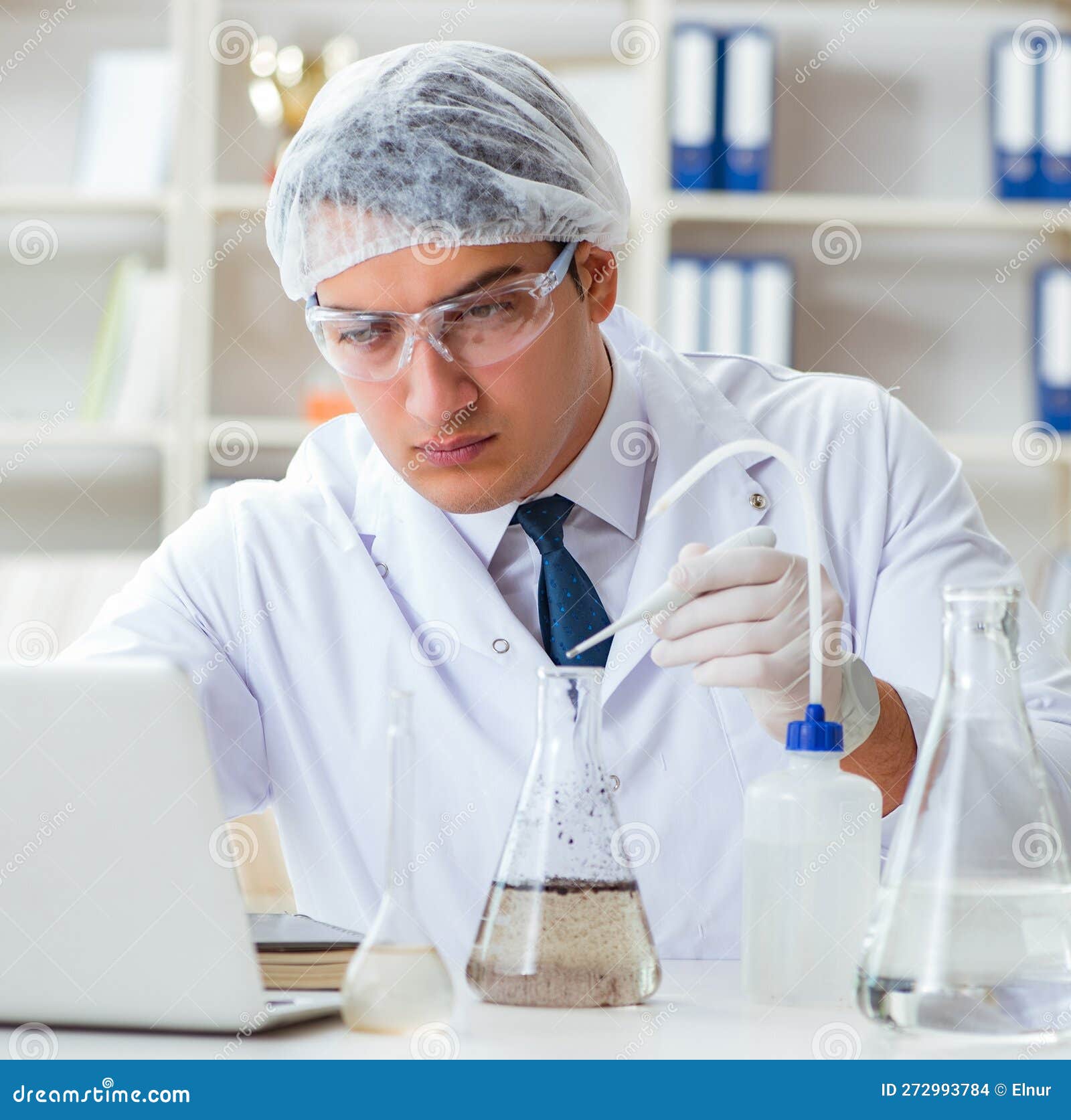 Young Researcher Scientist Doing a Water Test Contamination Expe Stock ...