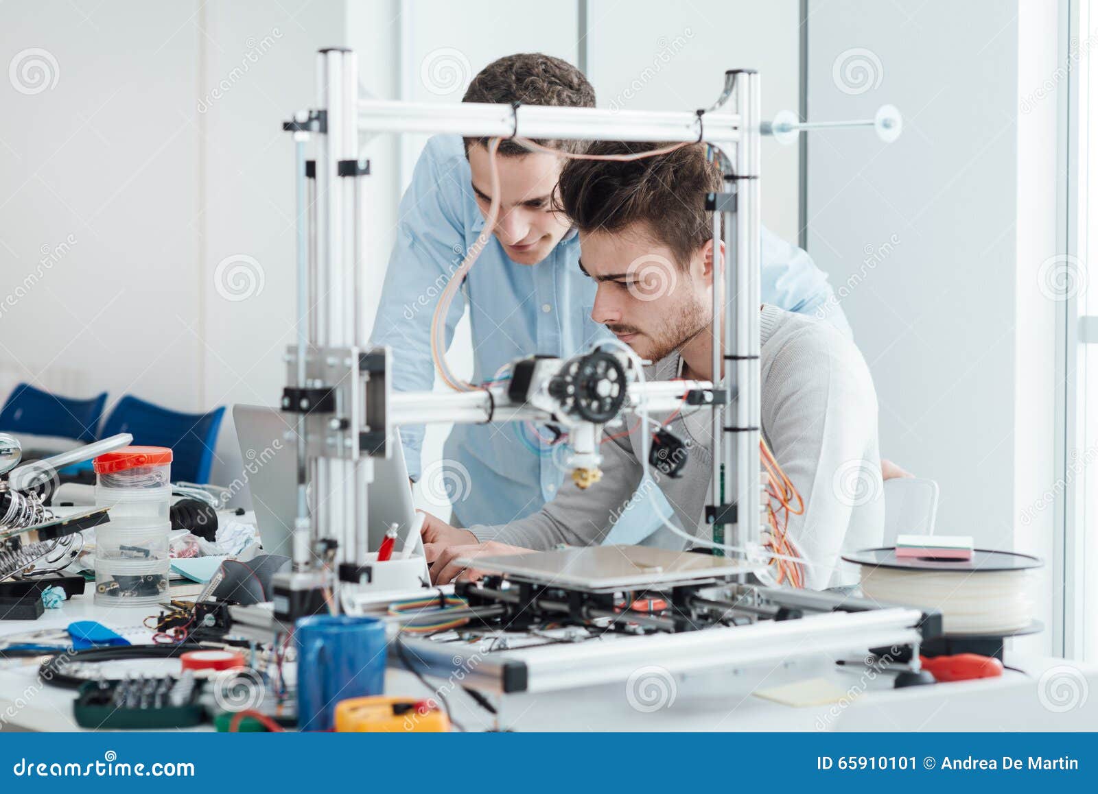Young Researchers and 3D Printer Stock Image - Image of electrical ...