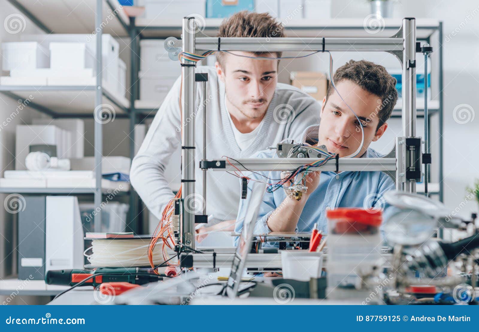 Young Researchers and 3D Printer Stock Image - Image of invention ...