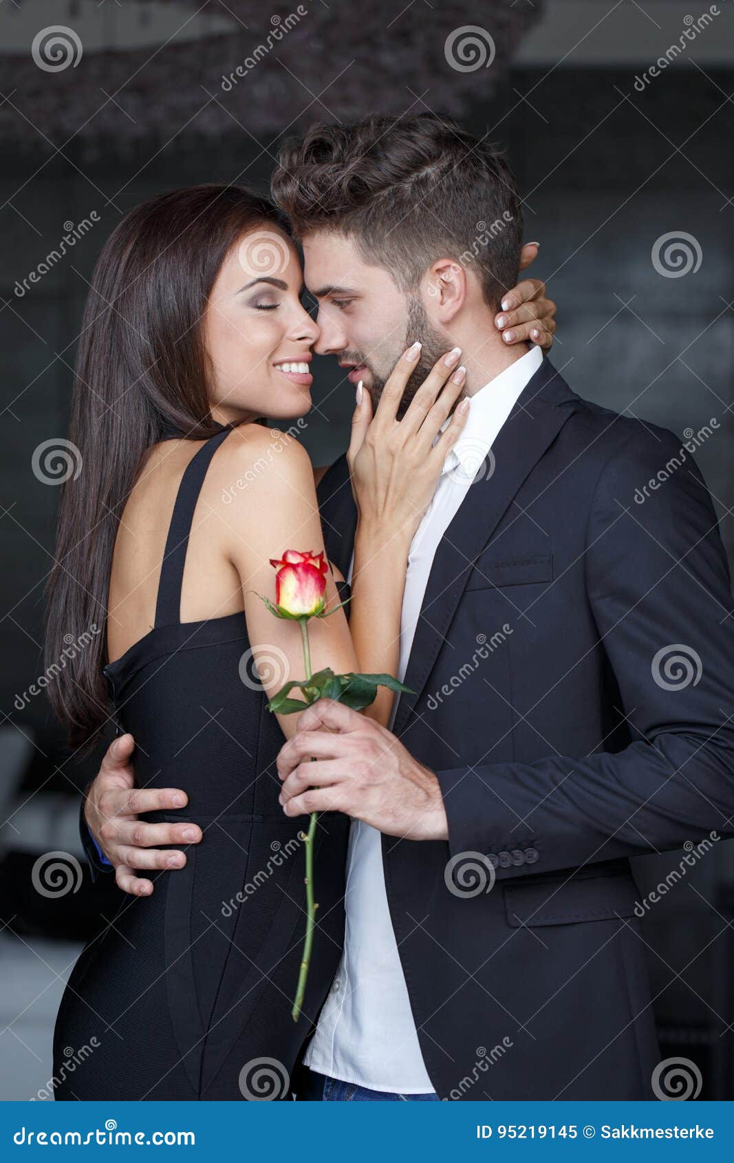 Young Rich Couple with Rose Dating Stock Image - Image of happiness ...