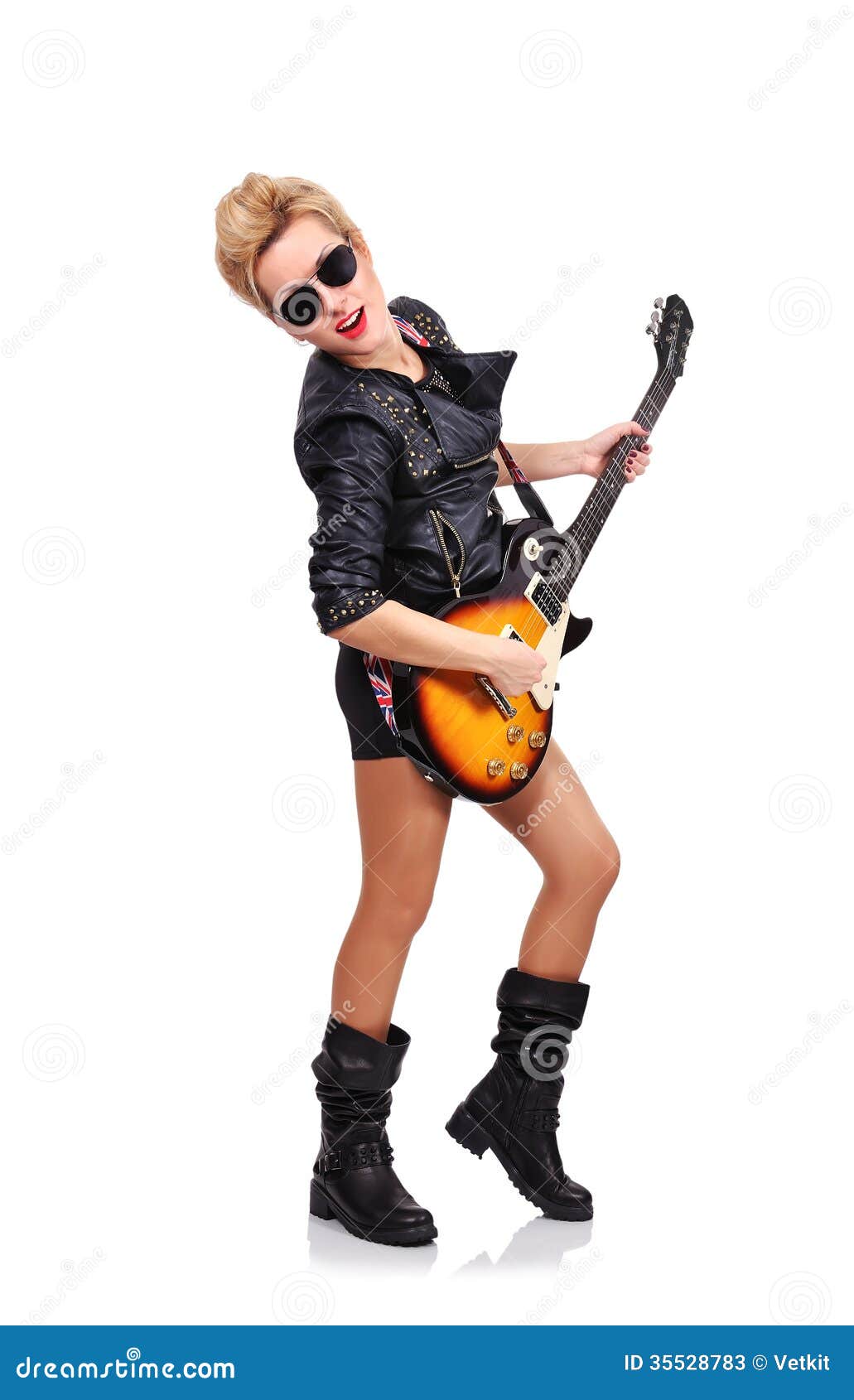 Young rock girl stock image. Image of guitarist, sound - 35528783
