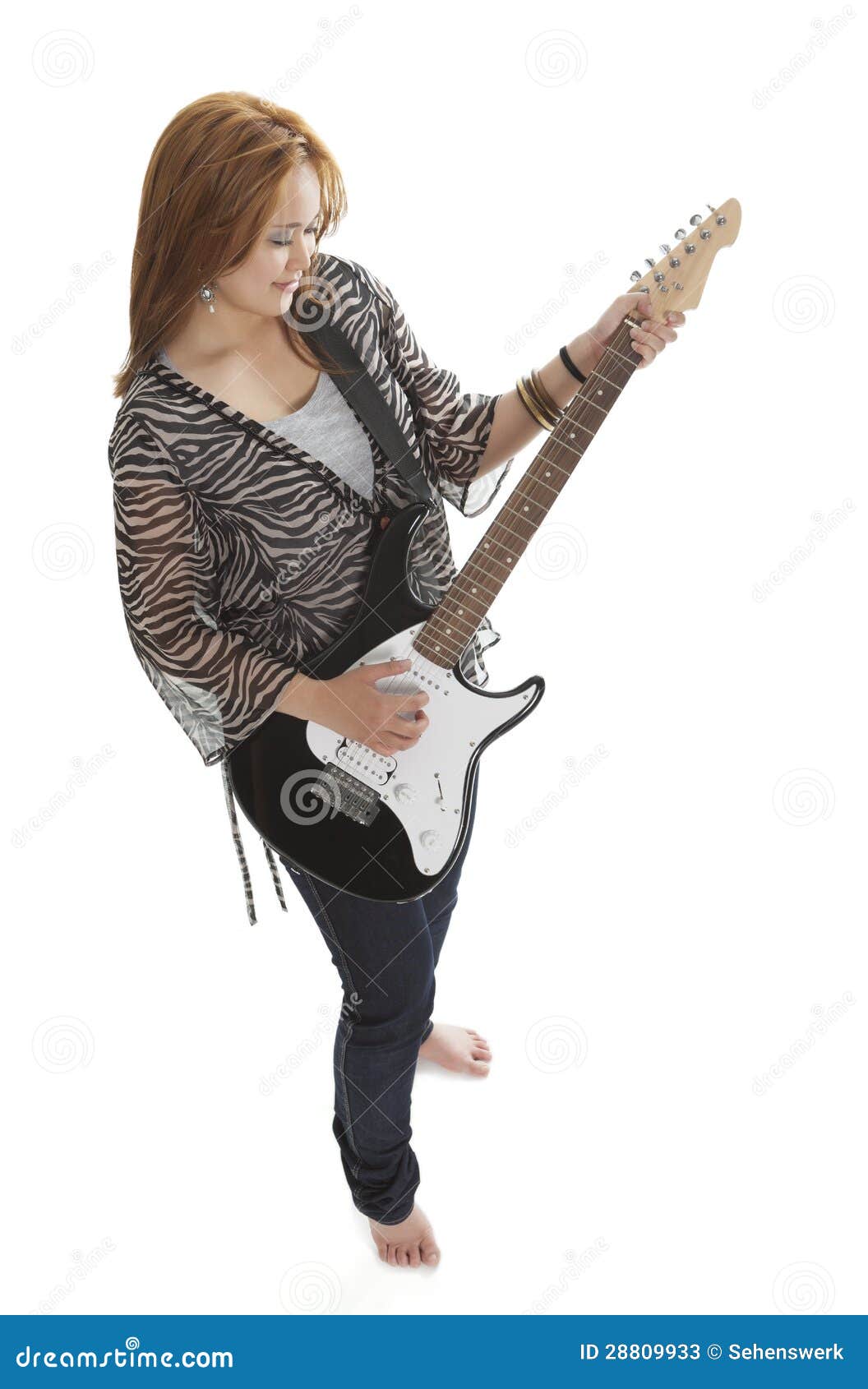 Young rock lady stock image. Image of instrument, happy - 28809933