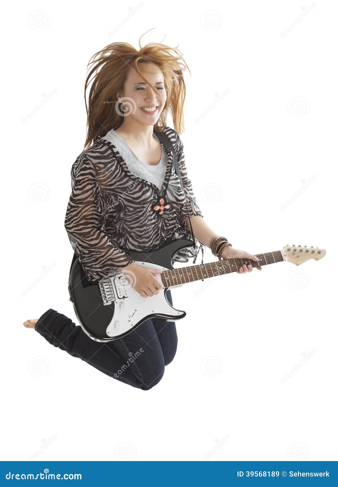 Young rock lady stock image. Image of guitar, electric - 39568189