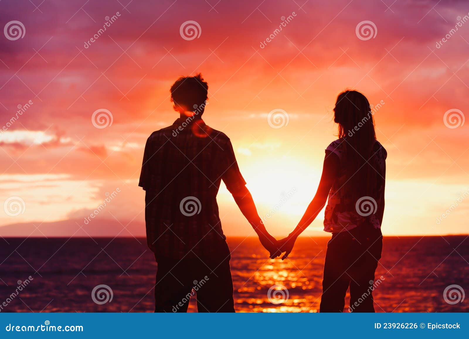 Young Romantic Couple at Sunset Stock Photo - Image of person, excited ...