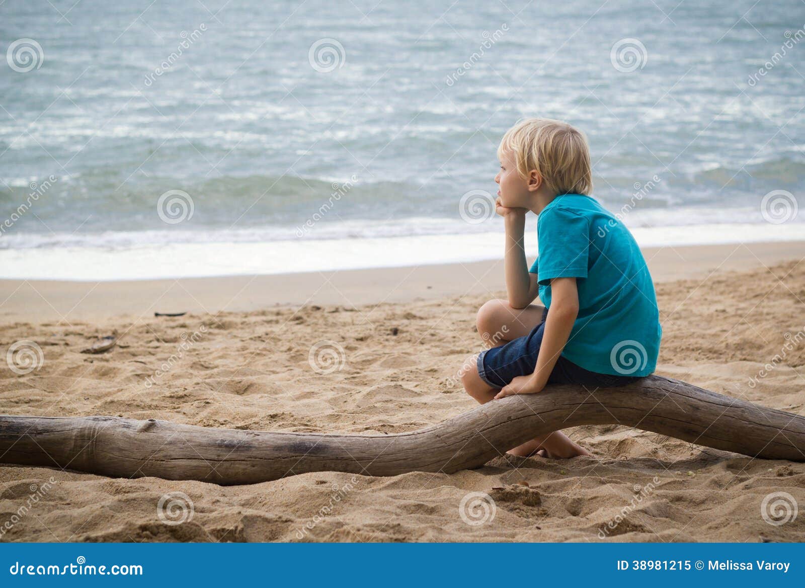 Young Sad Boy Thinking on the Beach Stock Image - Image of male, loss ...