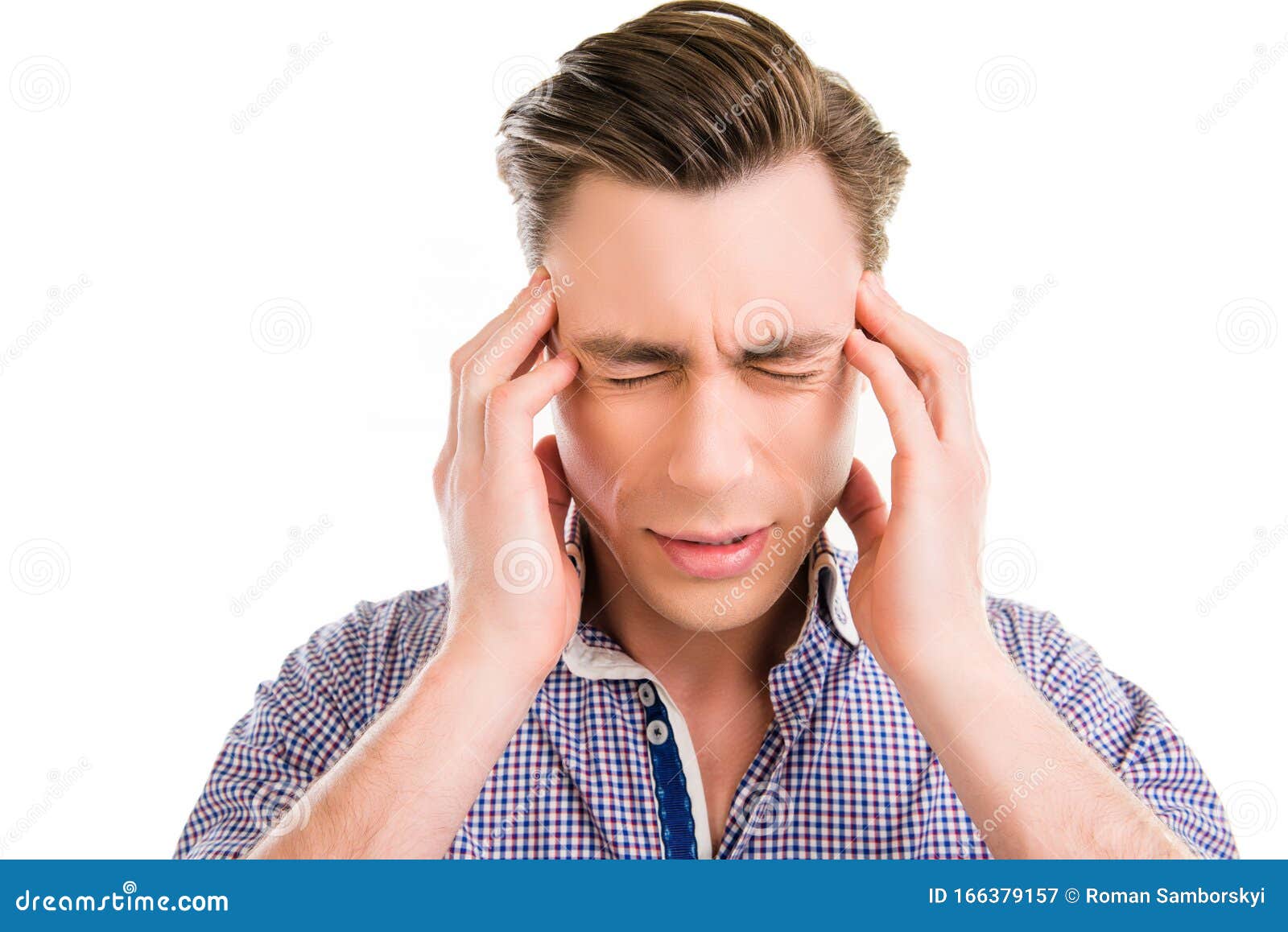 Young Sad Businessman with Big Problems Touching His Head Stock Image ...