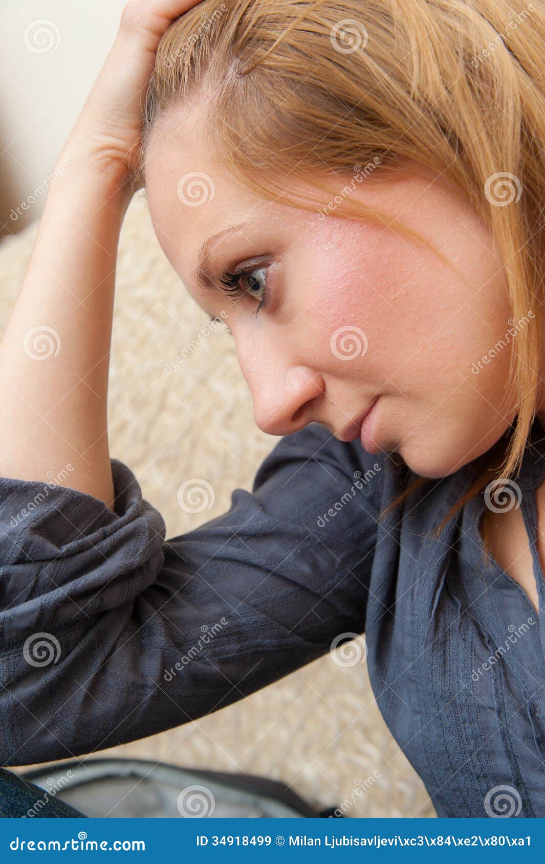 Young Sad and Depressed Girl Stock Image - Image of emotion, head: 34918499