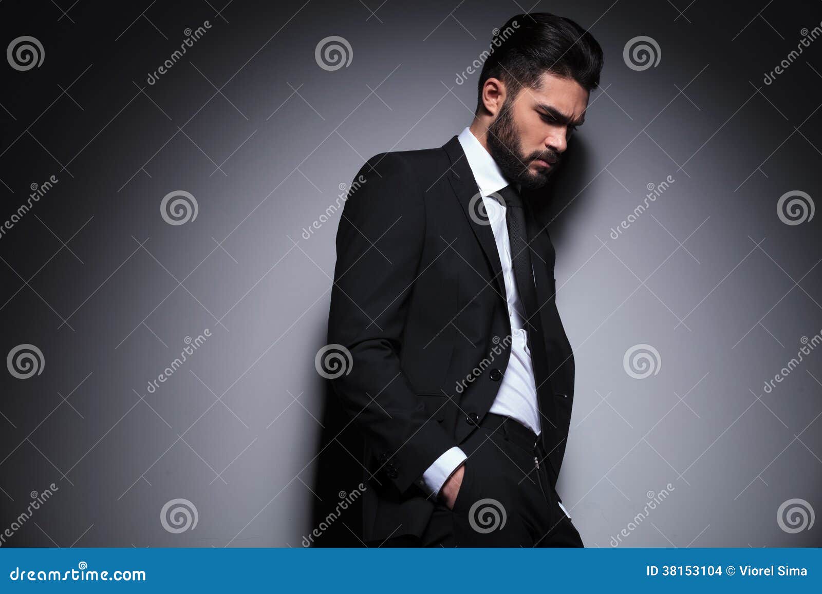 Young Sad Fashion Man Looks Down Stock Photo - Image of happy, hair ...
