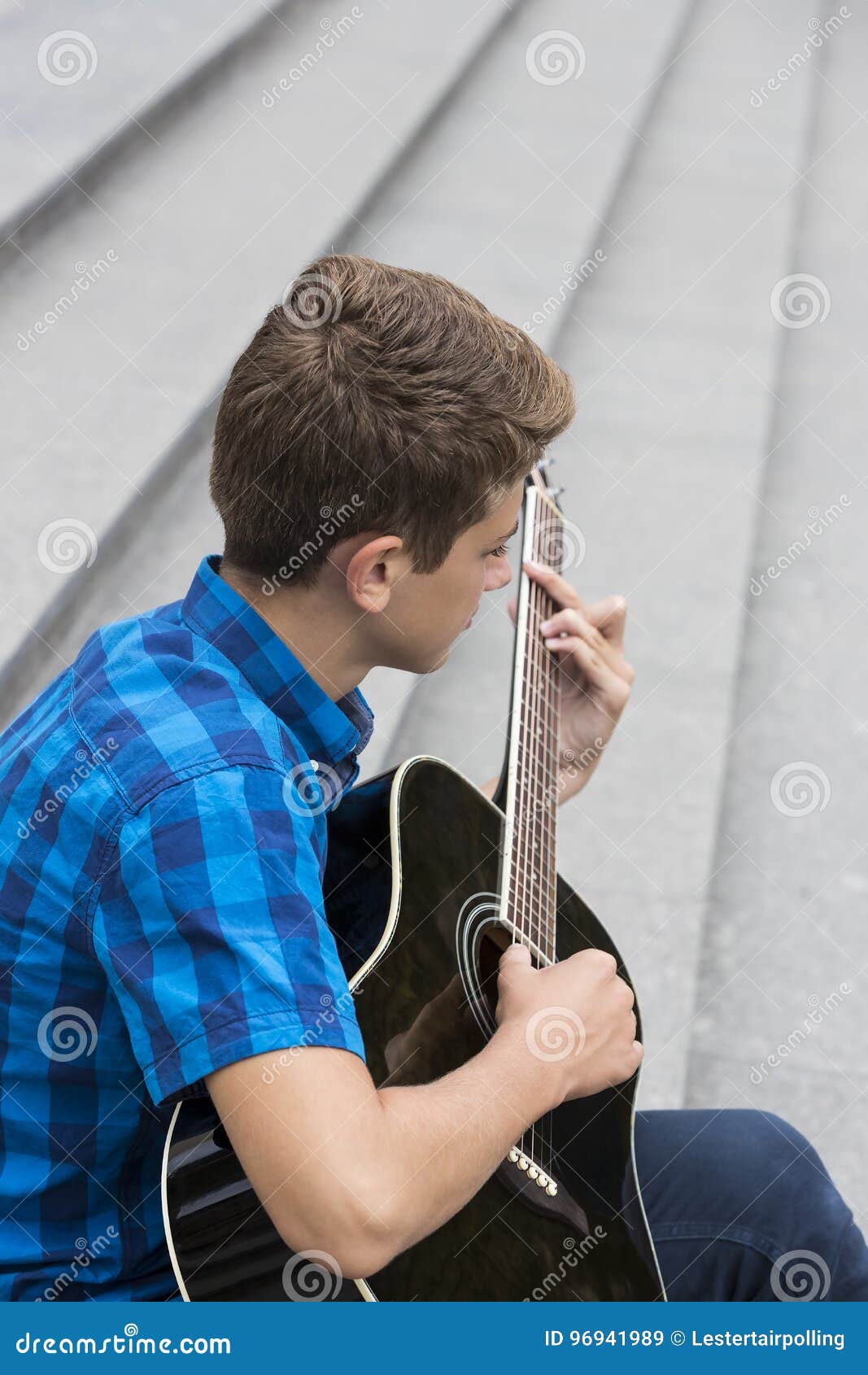 Young Sad Guy with an Guitar Stock Image - Image of lonely, enjoy: 96941989