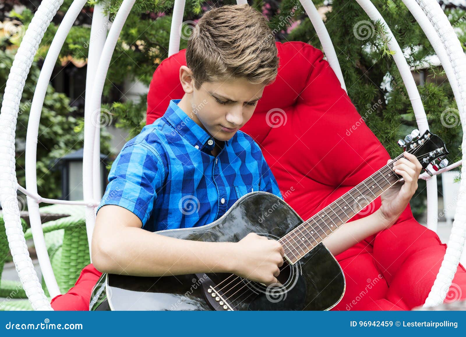 Young Sad Guy with an Guitar Stock Image - Image of artist, musical ...