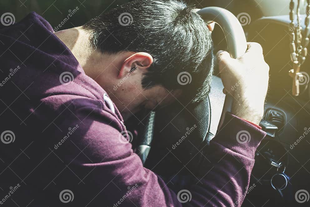 Sad man in car stock photo. Image of businessman, auto - 146497002