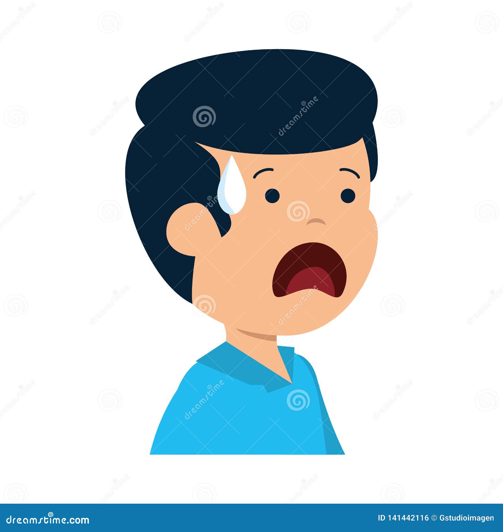 Young Sad Man Sweating Character Stock Vector - Illustration of ...