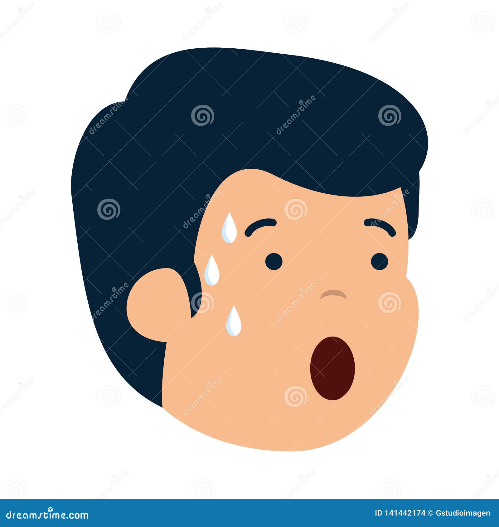 Young Sad Man Sweating Character Vector Illustration | CartoonDealer ...