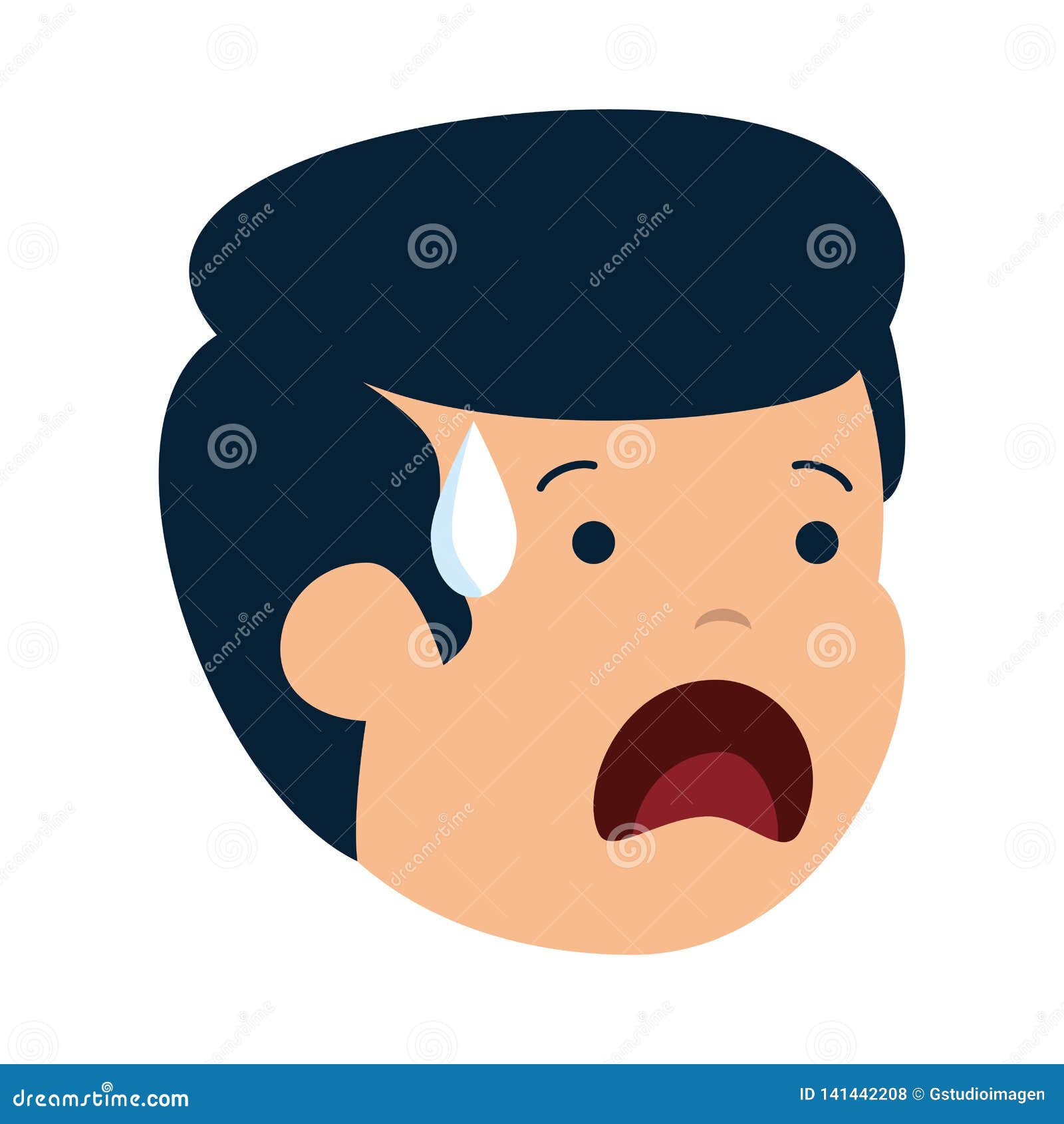Young Sweating Man Looking Sideways. Flat Design Icon. Flat Vector ...