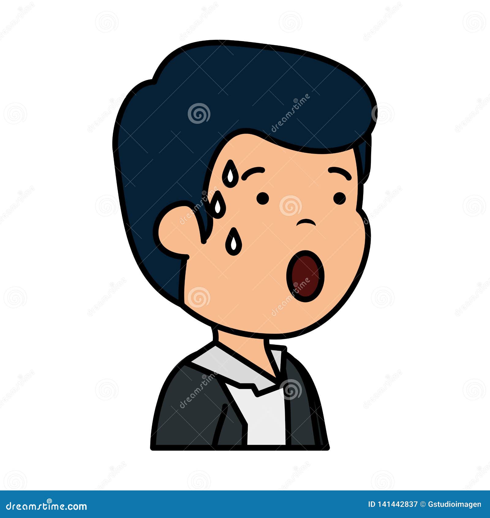 Young Sad Man Sweating Character Stock Vector - Illustration of face ...