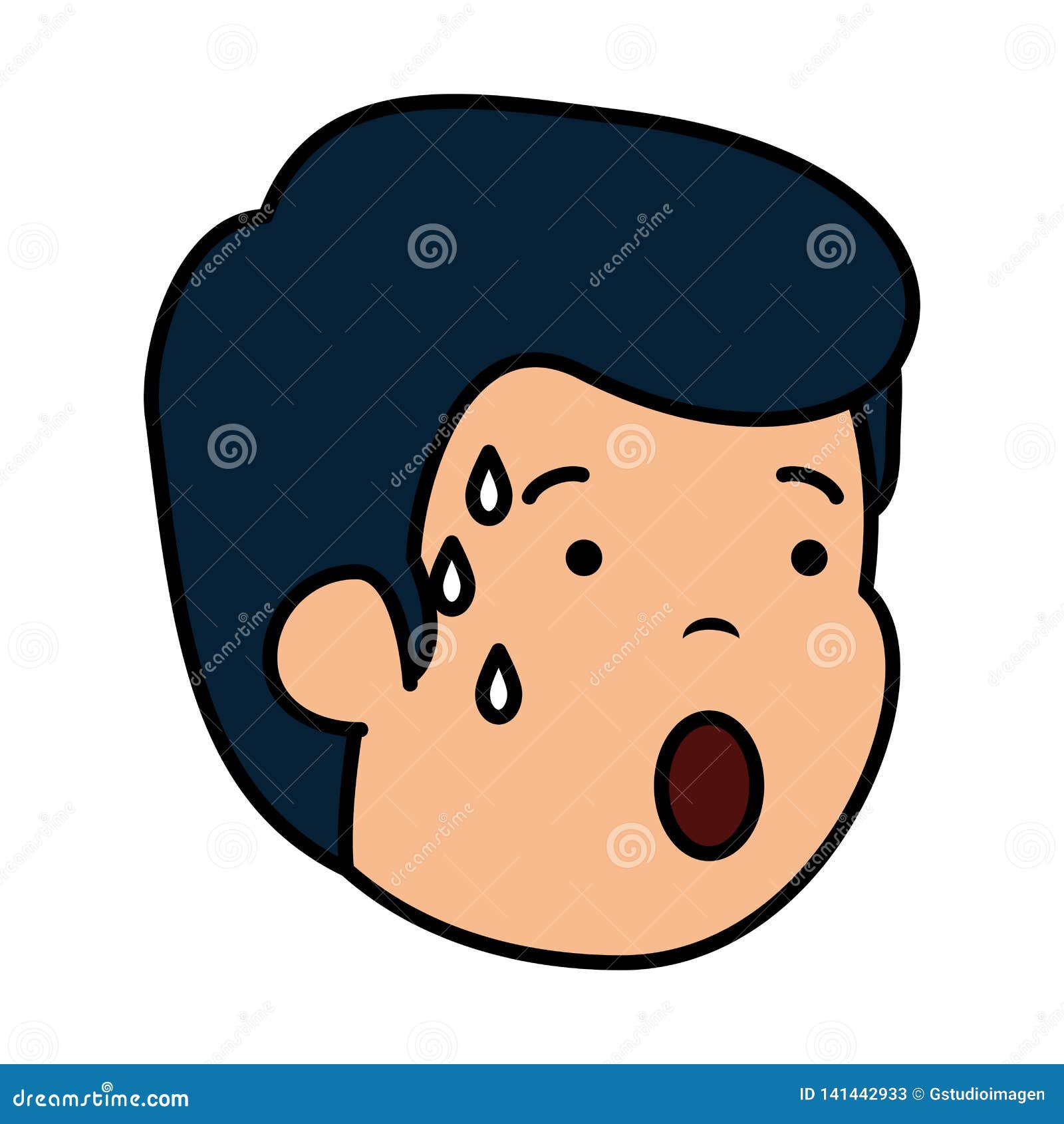 Young Sad Man Sweating Character Cartoon Vector | CartoonDealer.com ...