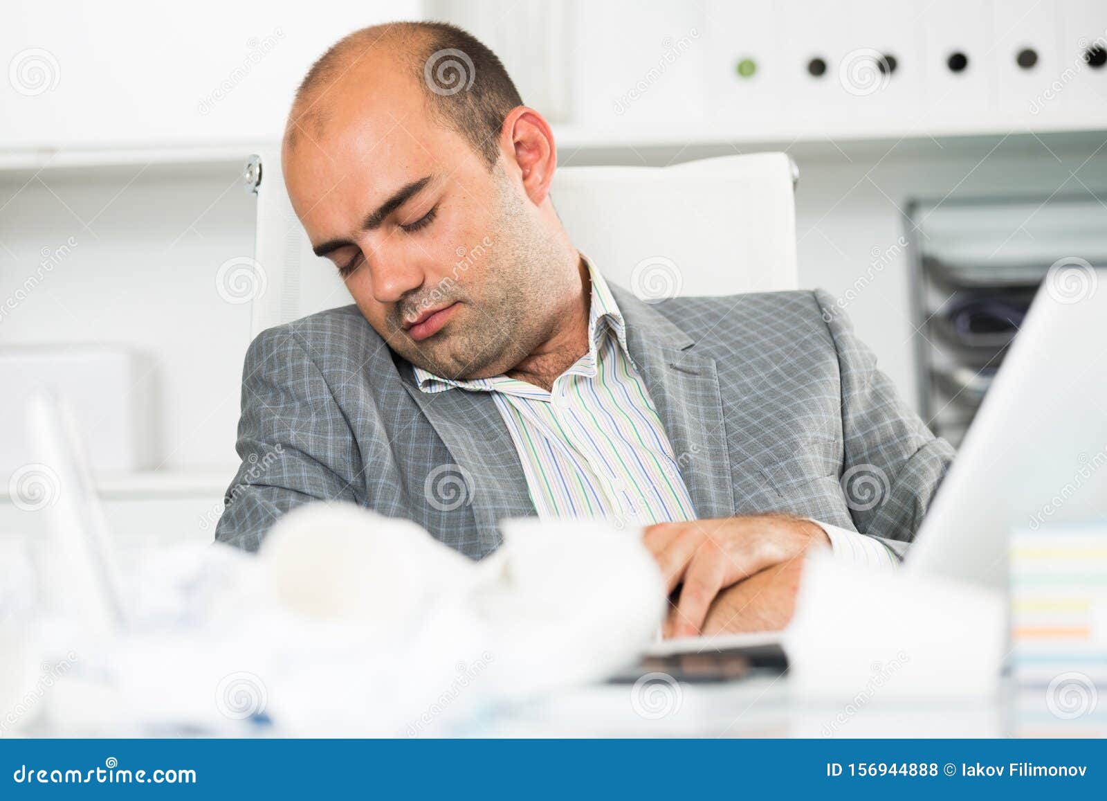 Young Sad Man Tired of Working and Sleeping Stock Photo - Image of ...