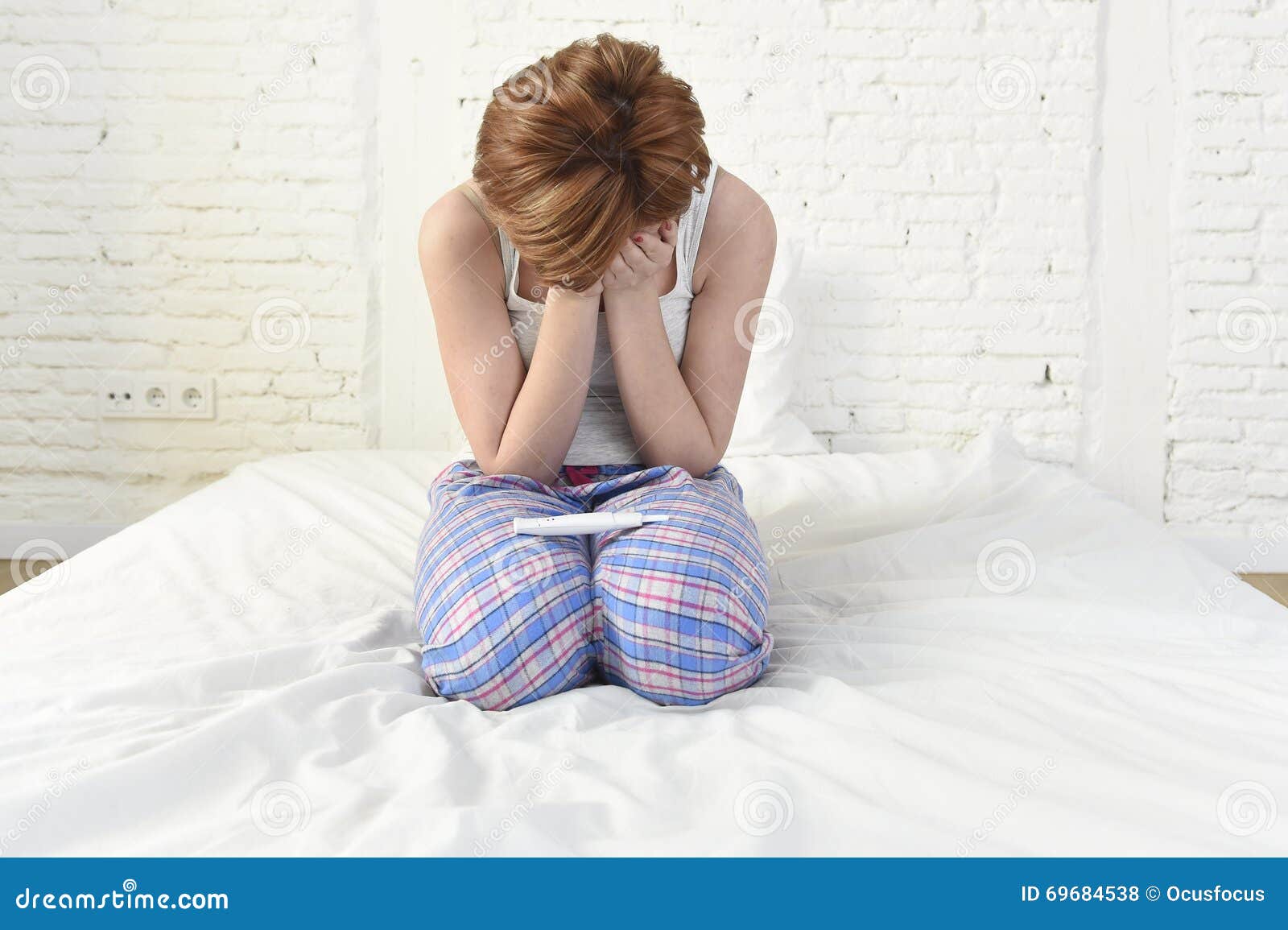 Young Sad Woman Crying Frustrated after Checking Negative or Positive ...