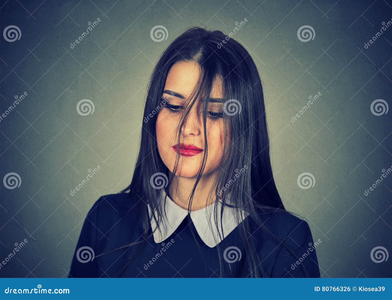 Young Sad Woman Looking Down Stock Photo - Image of strand, portrait ...