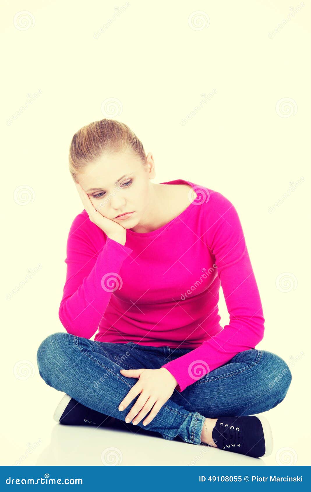 Young sad woman sitting. stock image. Image of despair - 49108055