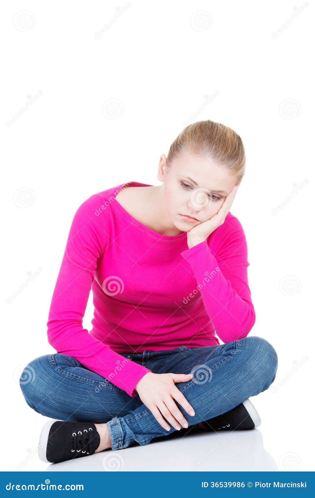 Young sad woman sitting. stock photo. Image of caucasian - 36539986