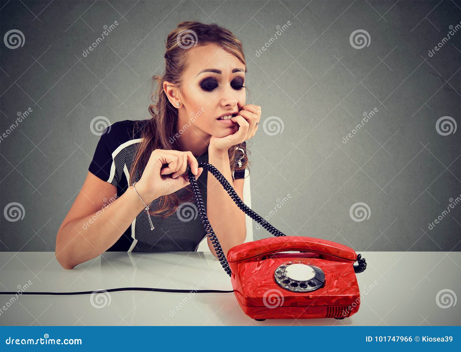 Young Sad Woman Waiting for a Call Stock Photo - Image of breakup ...