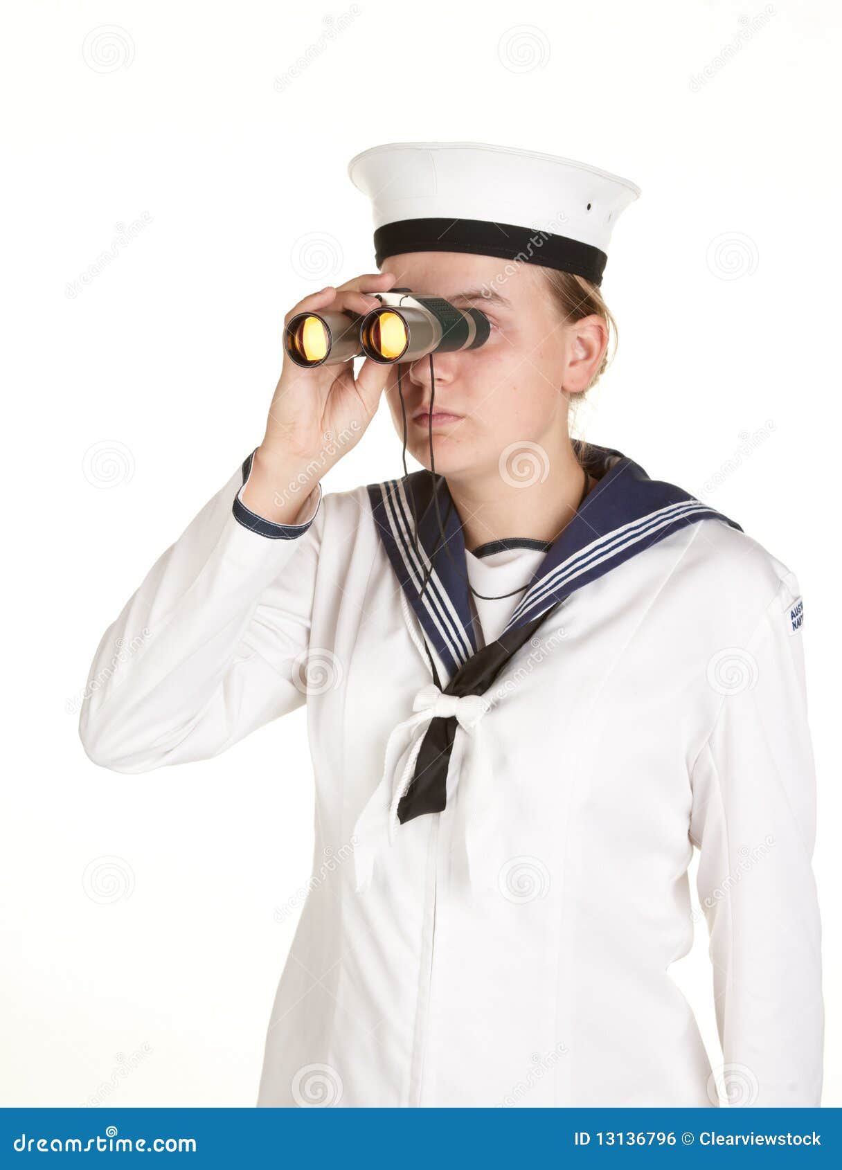 Young Sailor with Binoculars Stock Photo - Image of uniform, white ...