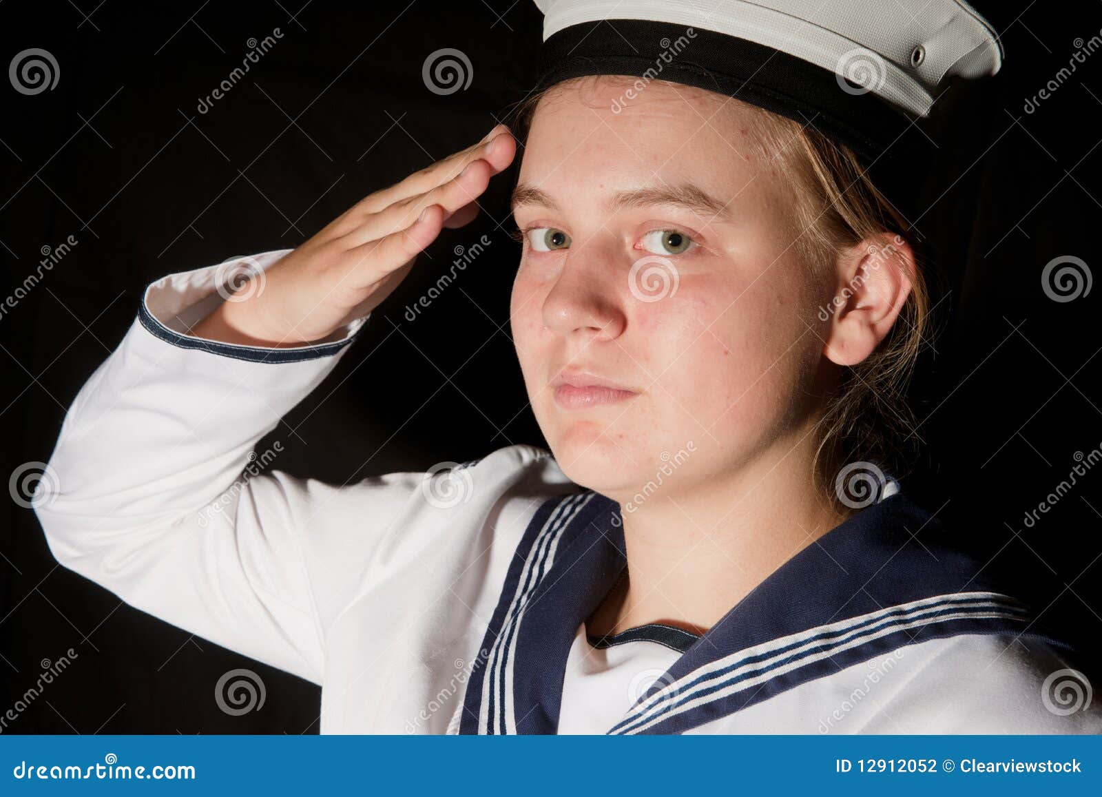 Young Sailor Saluting Isolated White Background Stock Photo - Image of ...