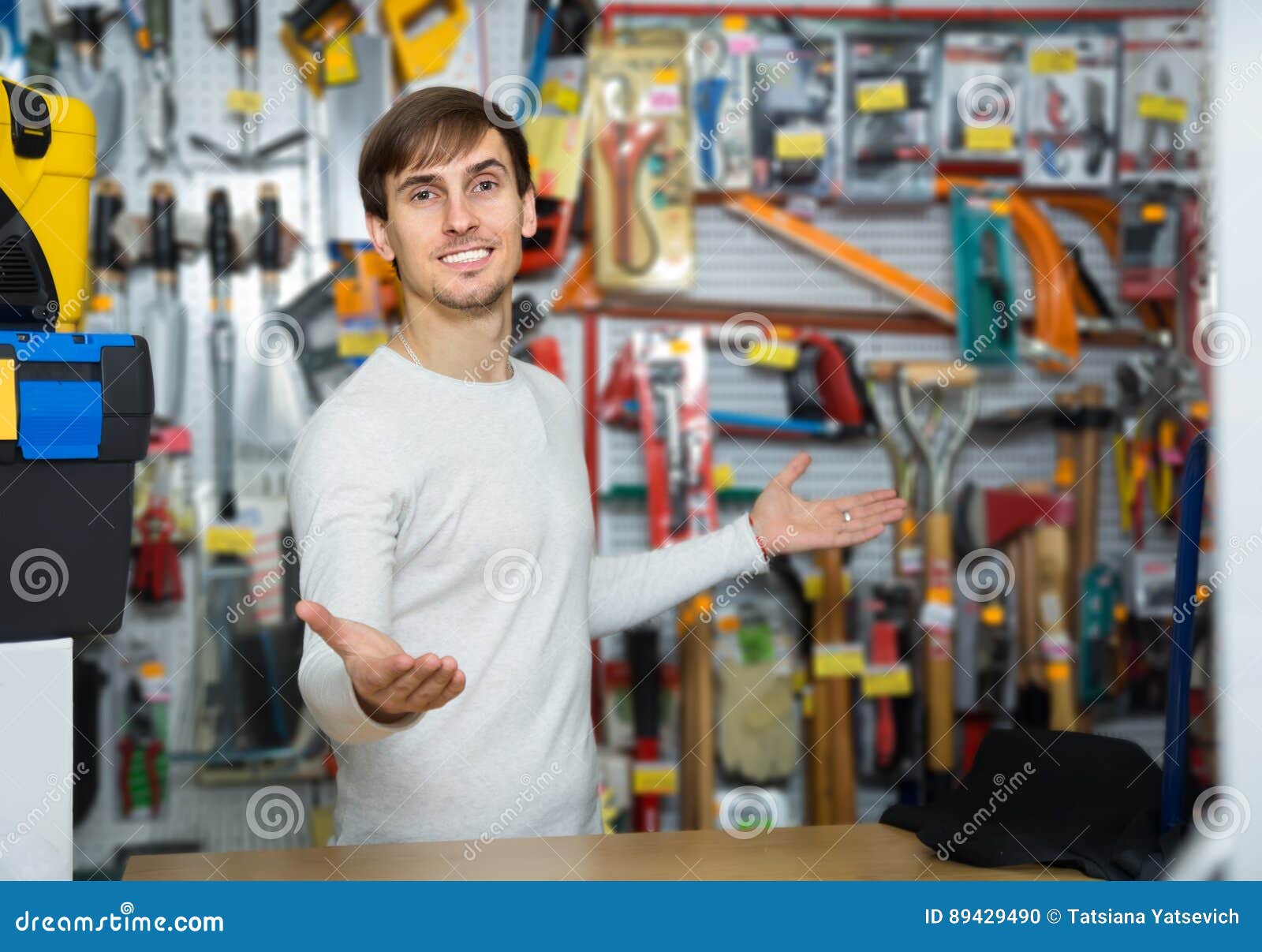 Young Salesman in Apron with Tools Stock Photo - Image of wholesale ...