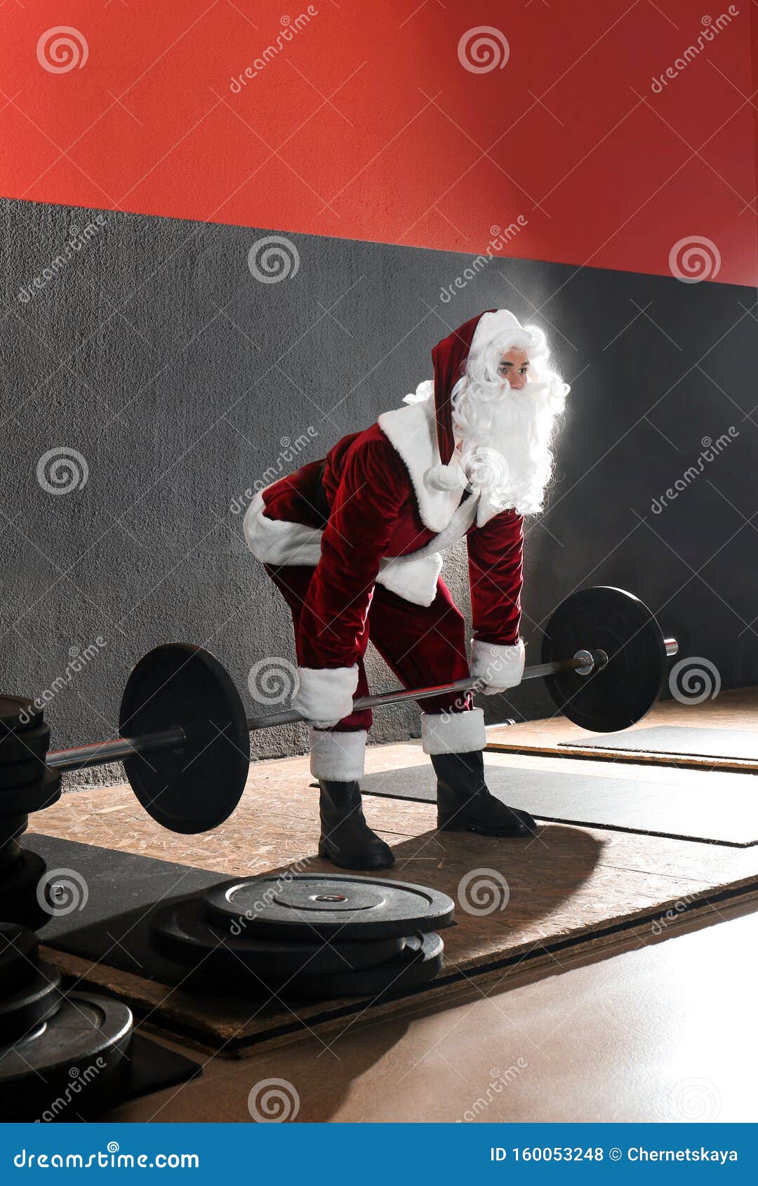 Young Santa Claus Training in Gym Stock Photo - Image of christmas ...
