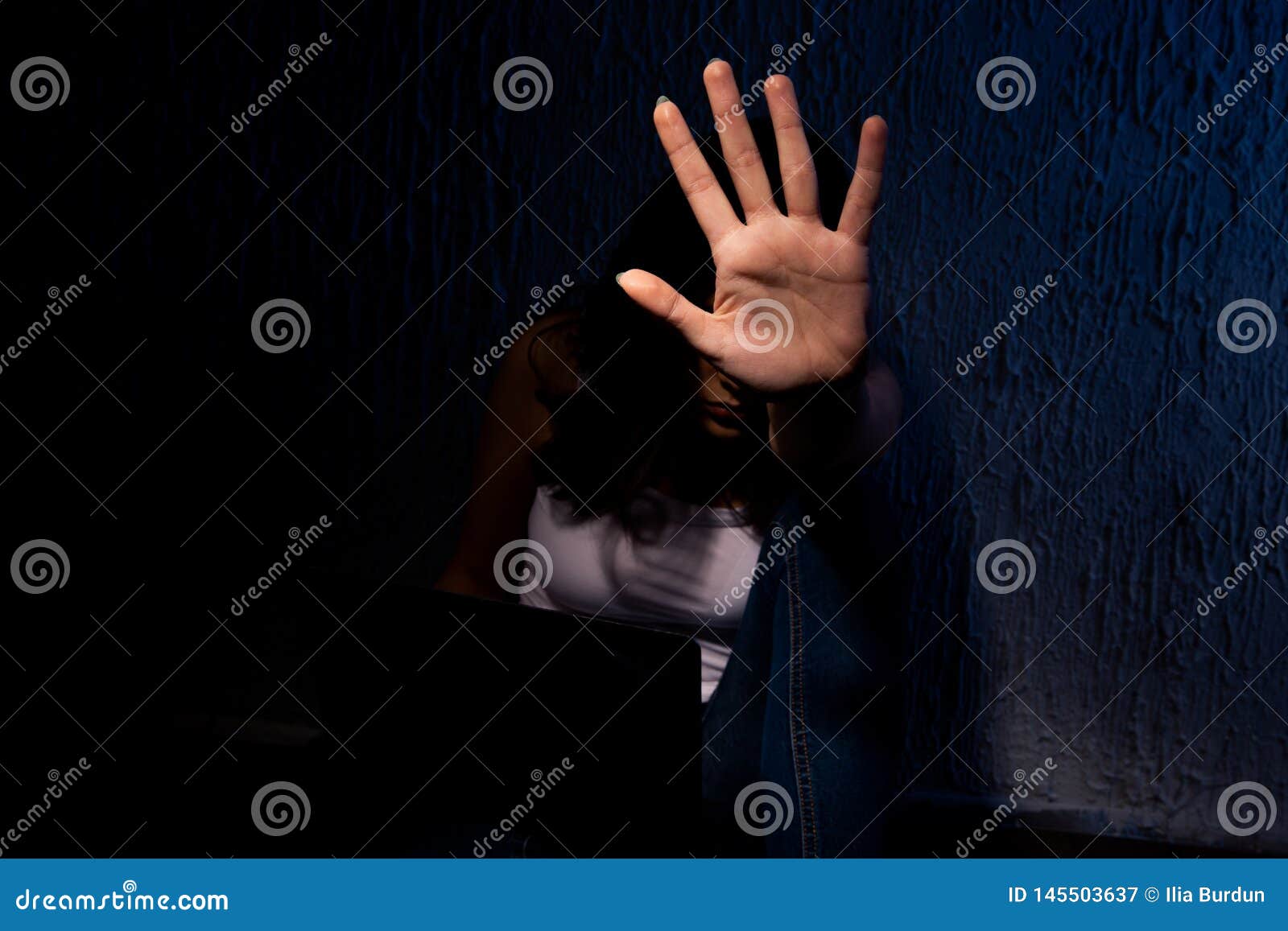 Young Scared and Helpless Horrified Violence Victim of Abuse Stock ...