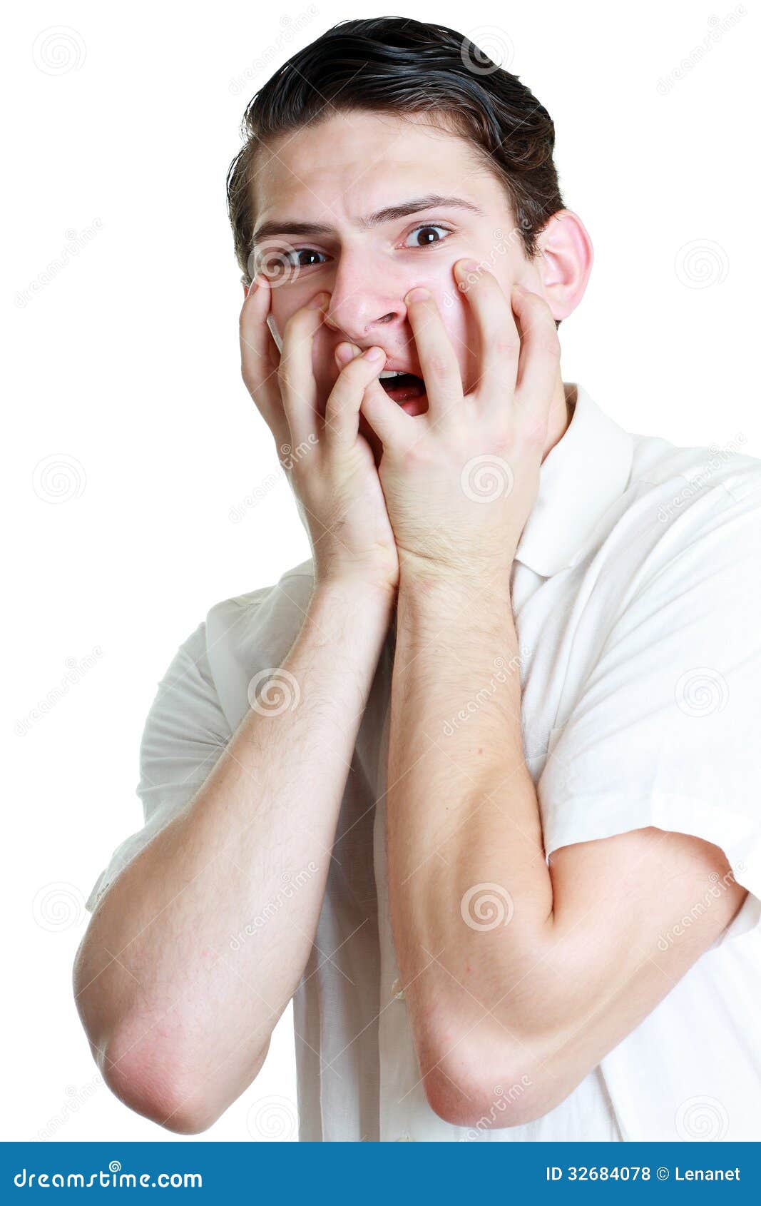 Young scared man stock photo. Image of looking, good - 32684078