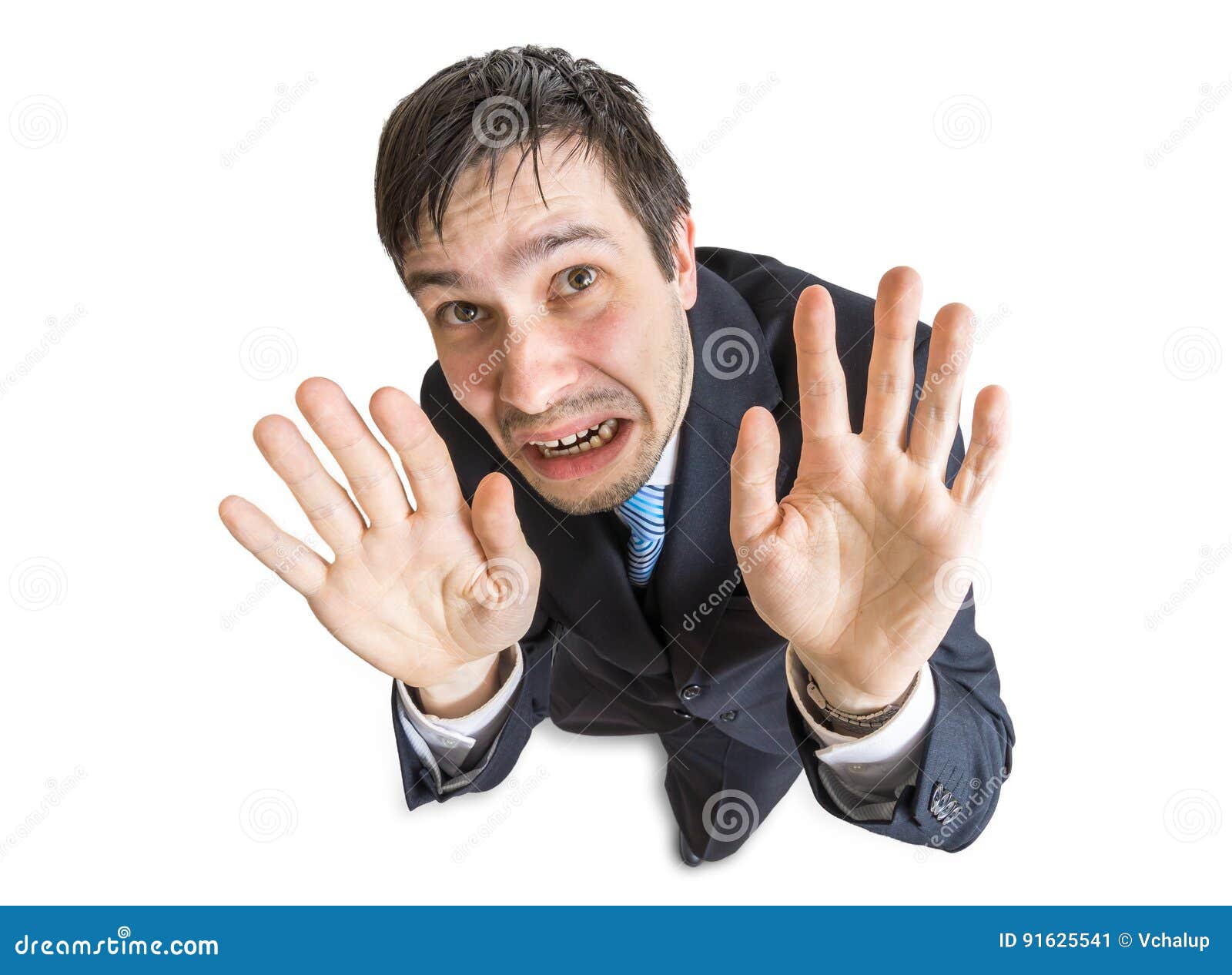 Young Scary Man. Isolated on White Background Stock Image - Image of ...