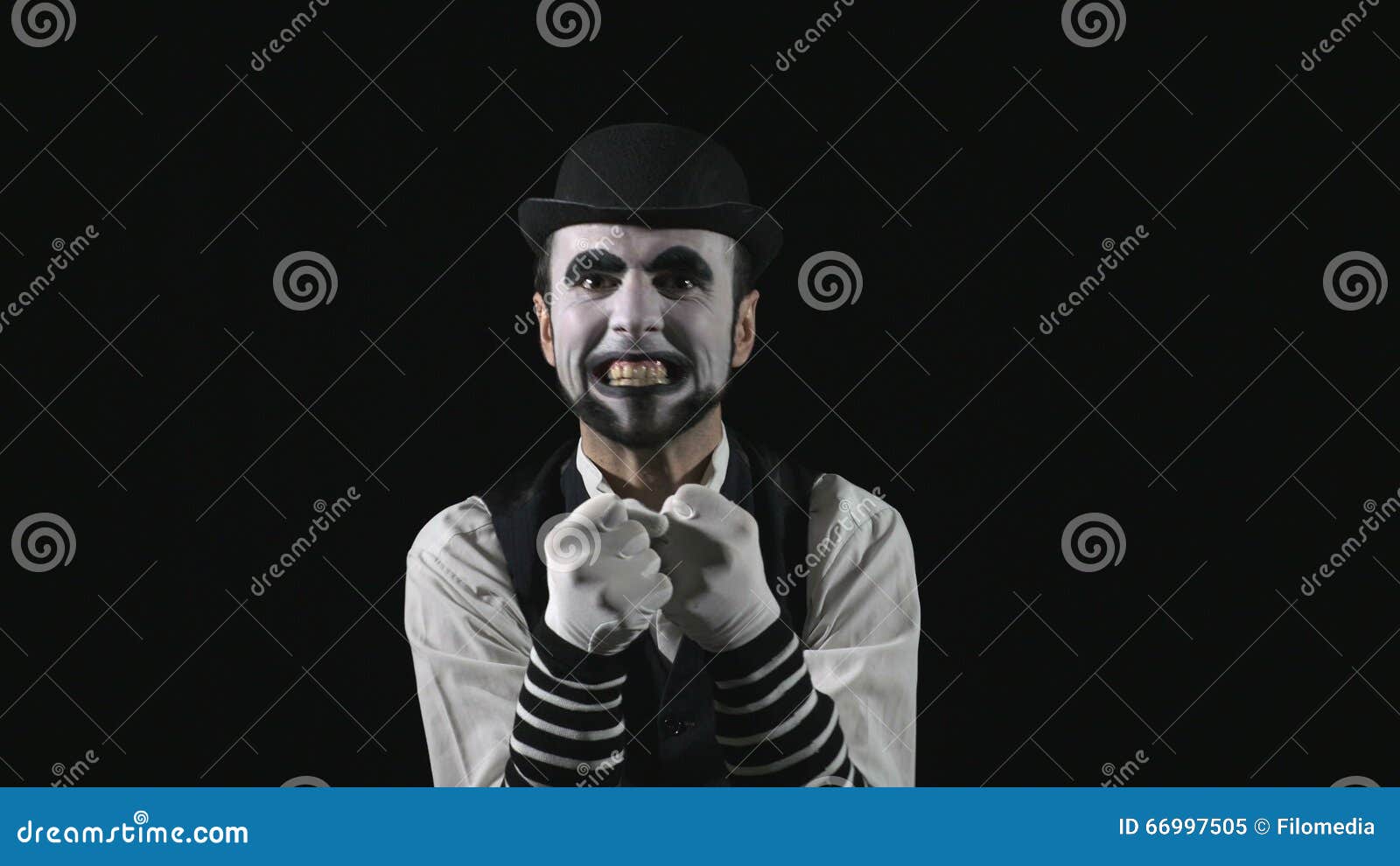 Young Scary Mime Being Hungry Stock Video - Video of lips, artist: 66997505