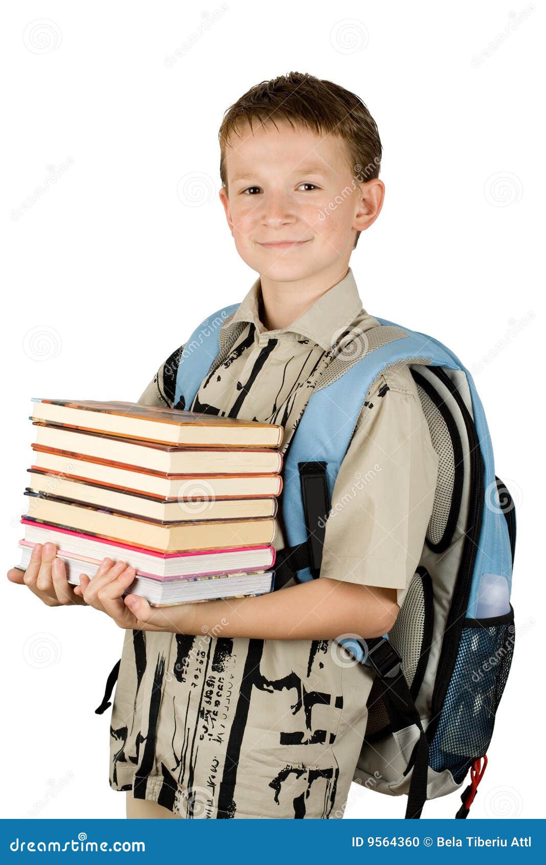 Young School Boy Holding a Books Stock Photo - Image of happiness ...