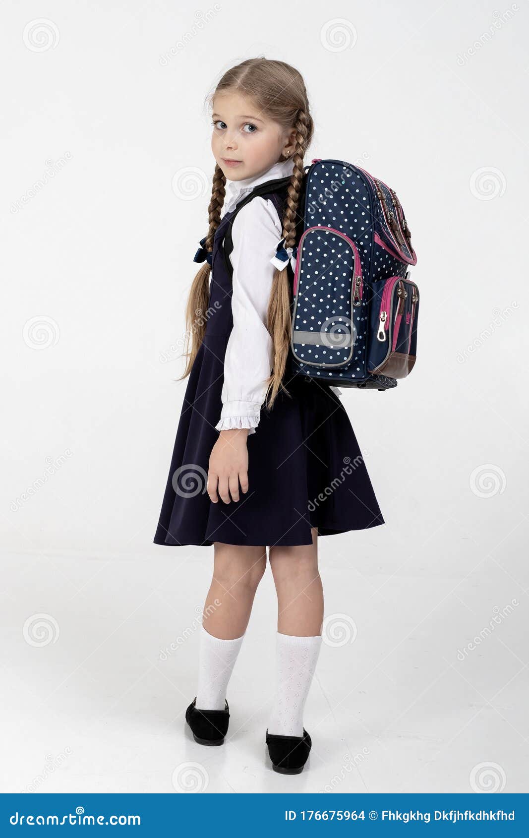 Young School Girl Ready for School. Little Pupil is Going To School ... Young School Girl Ready for School. Little Pupil is Going To School ...