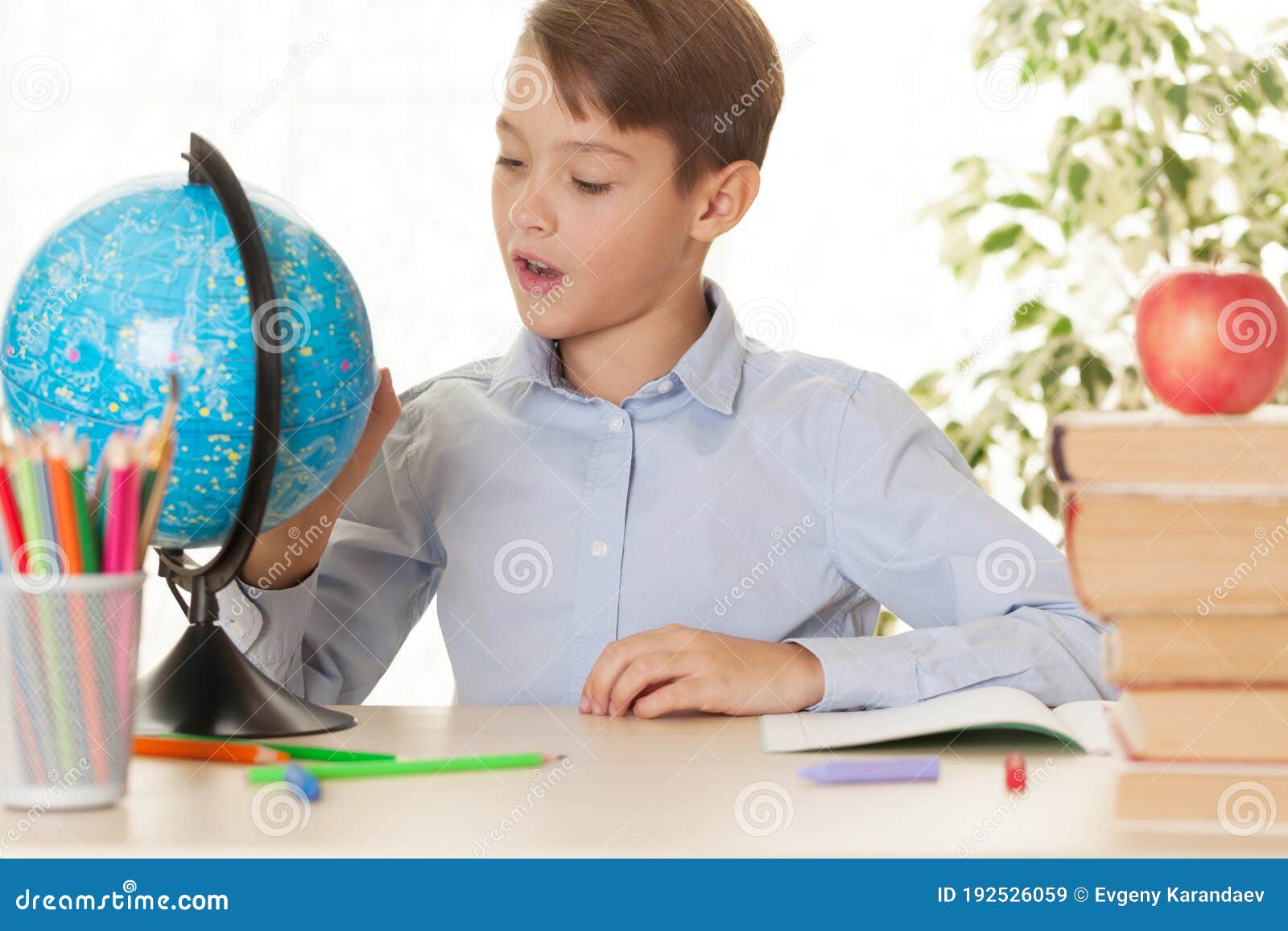 Young Schoolboy is Going To Do Homework Stock Image - Image of indoor ...