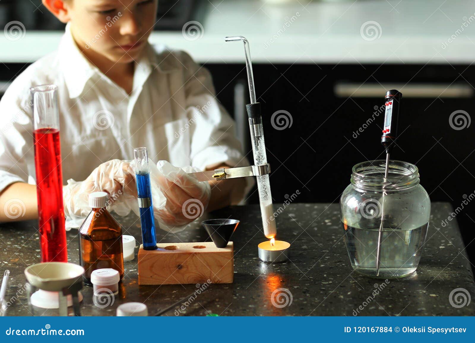 Young Scientist Chemist Making Scientific Experiments. Stock Photo ...