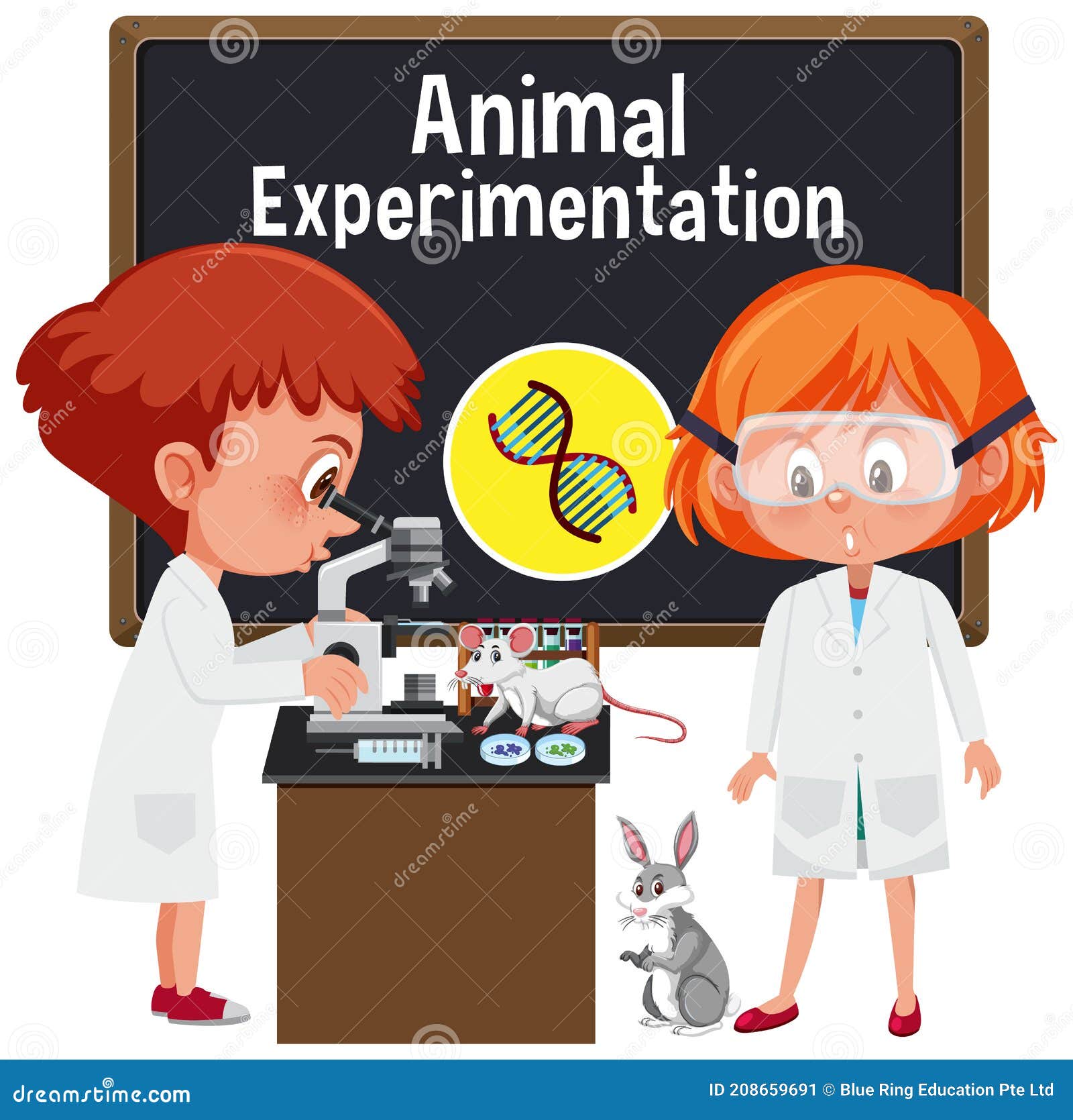 Animal Experimentation Font With A Rabbit Logo In Cartoon Style Vector ...
