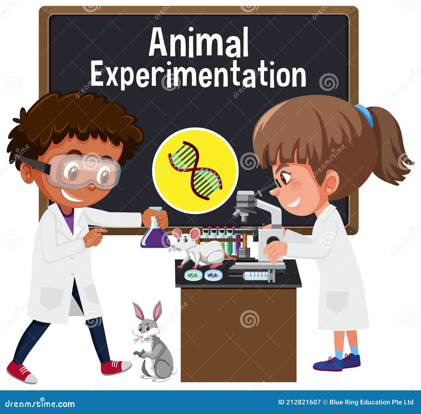 Young Scientist Doing Experimentation with Animal Stock Vector ...