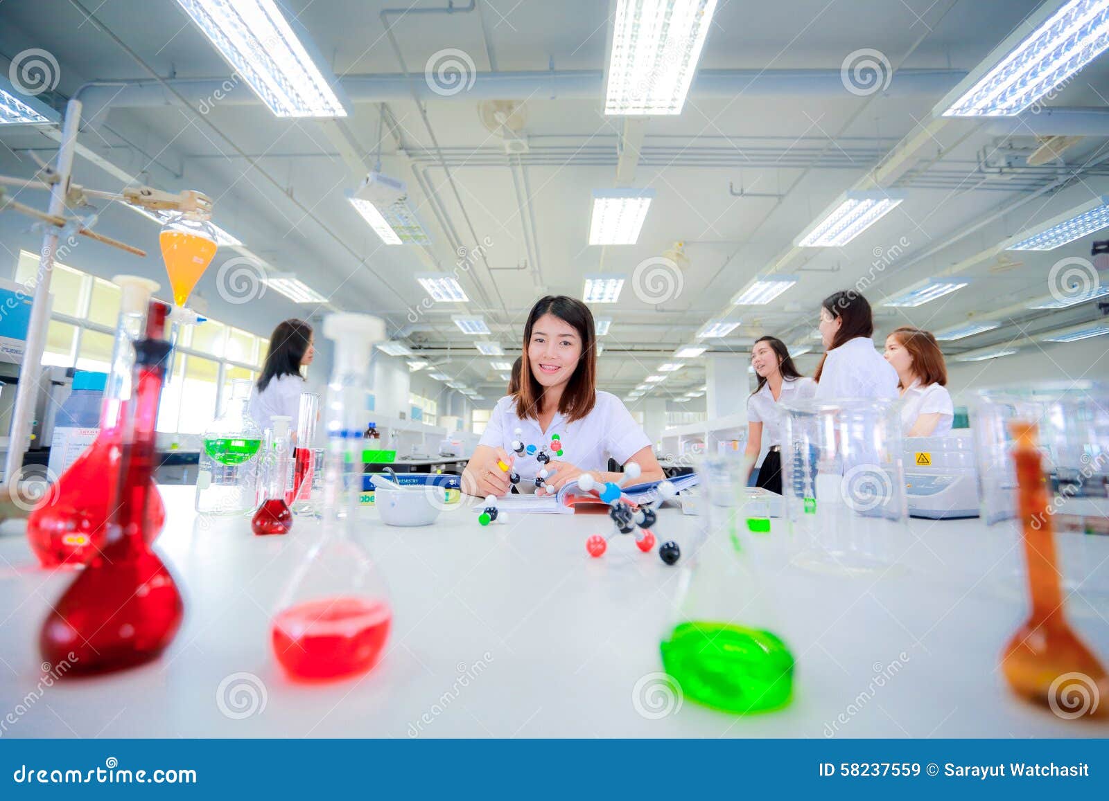 Young Scientist Girl in Laboratory Stock Image - Image of smile, study ...