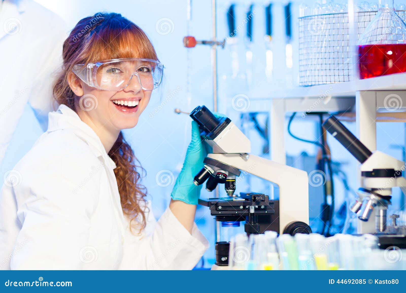 Young Scientist Having Fun in Lab. Stock Image - Image of professional ...