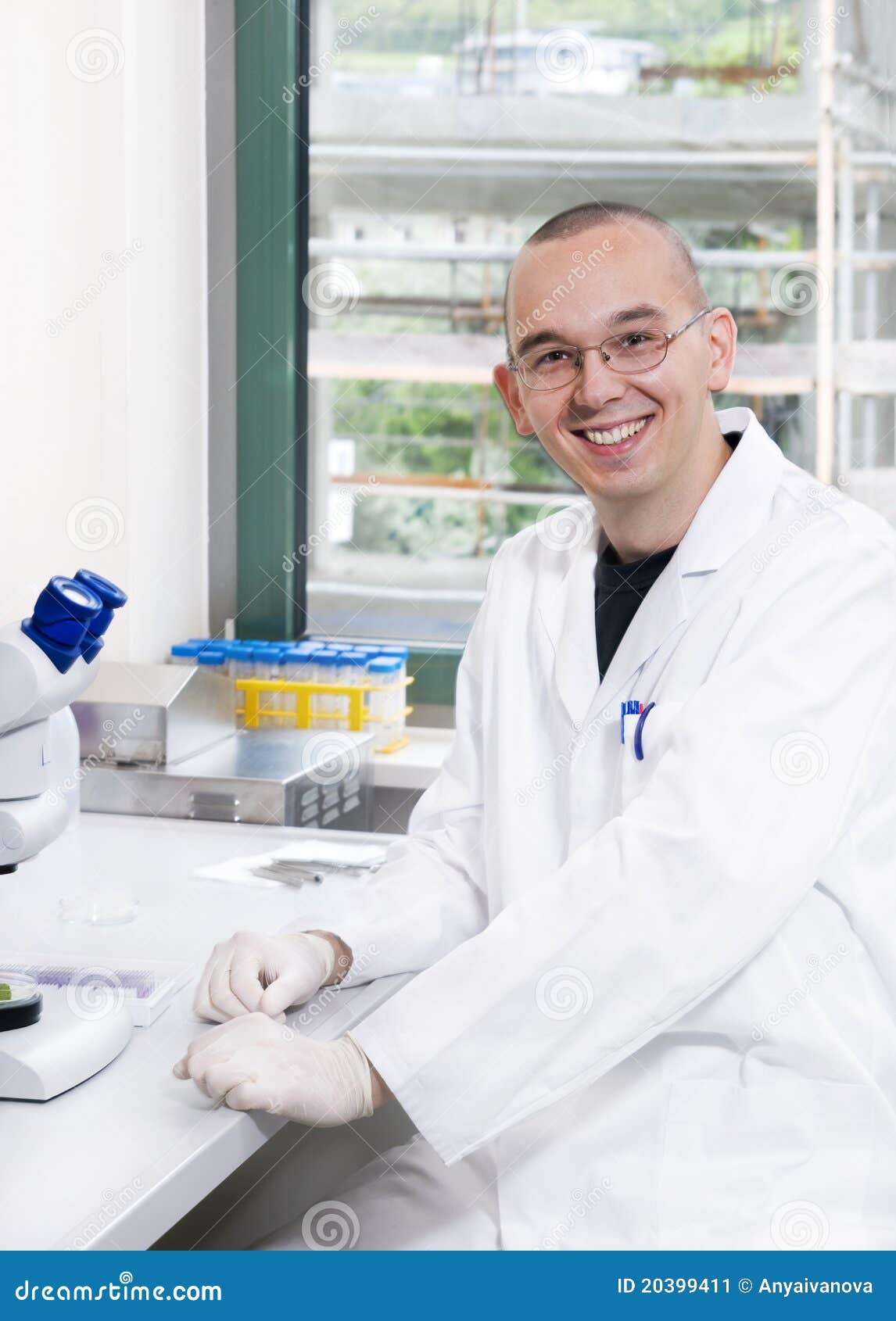 Young Scientist in the Laboratory Stock Image - Image of glasses ...