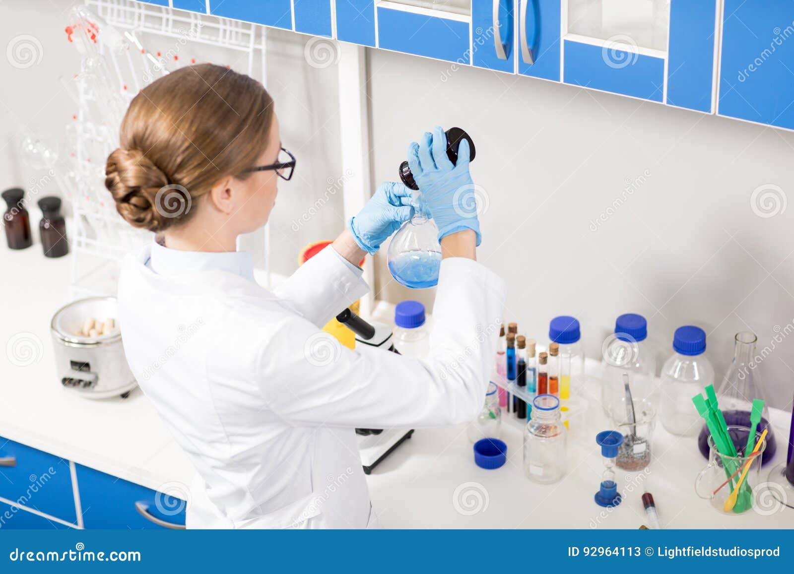 Young Scientist Making Experiment in Research Laboratory Stock Image ...