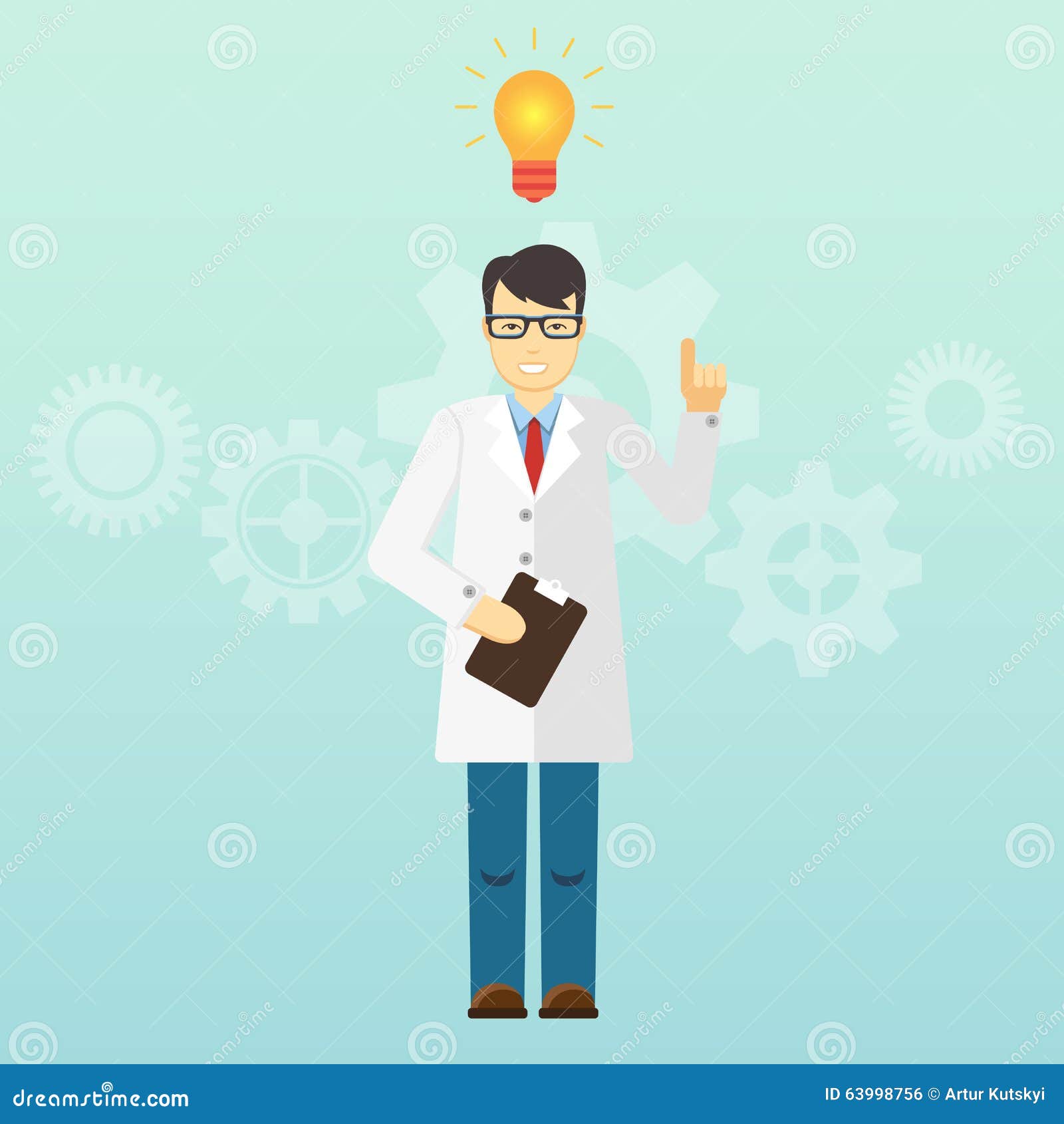 Young Scientist Professor Got an Idea. Startup Stock Vector ...