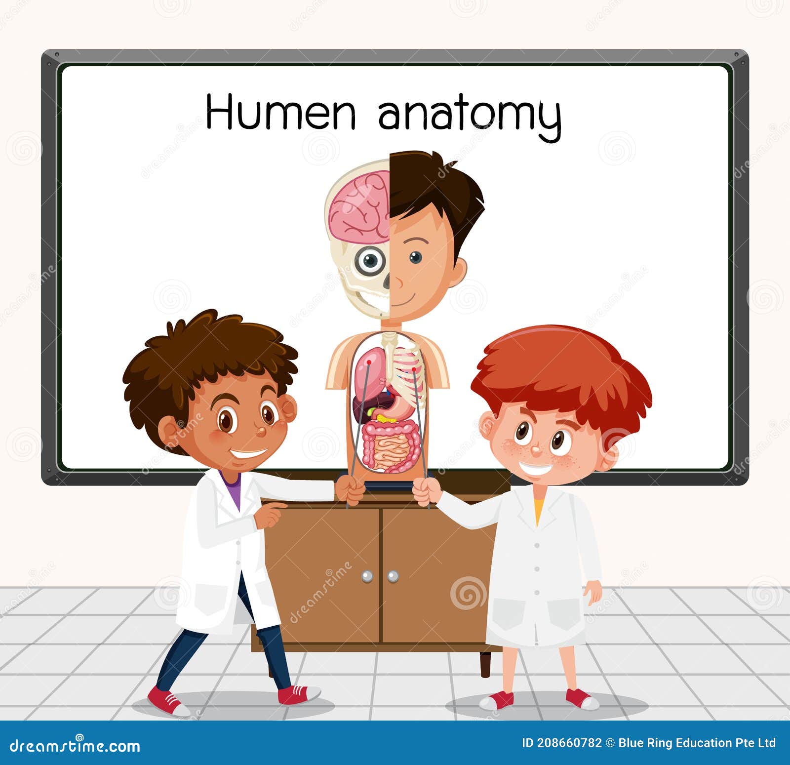 Young Scientist Standing in Front of a Board in Laboratory Stock Vector ...
