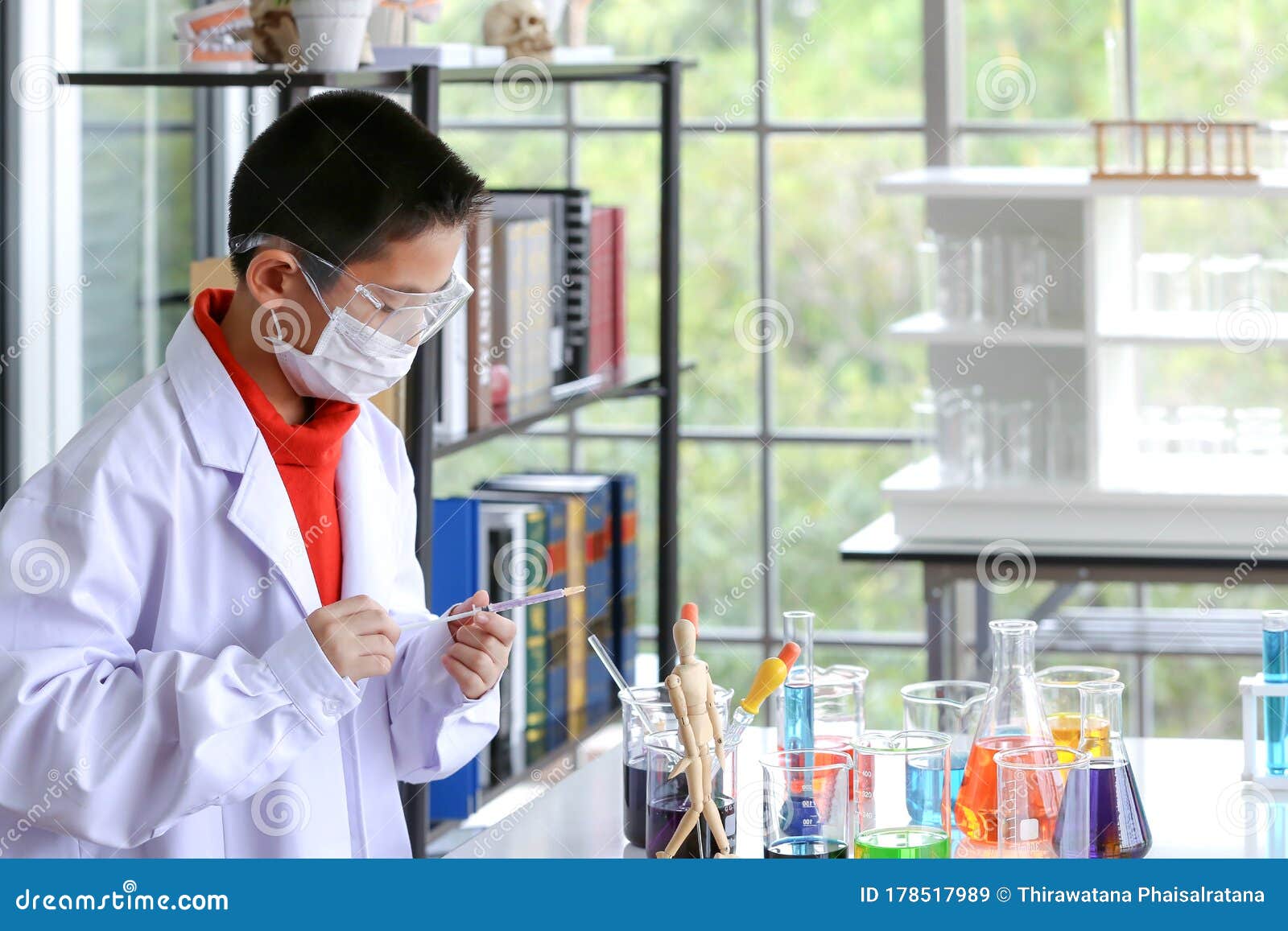 The Young Scientist is Standing in Front of His Own Experiment in the ...