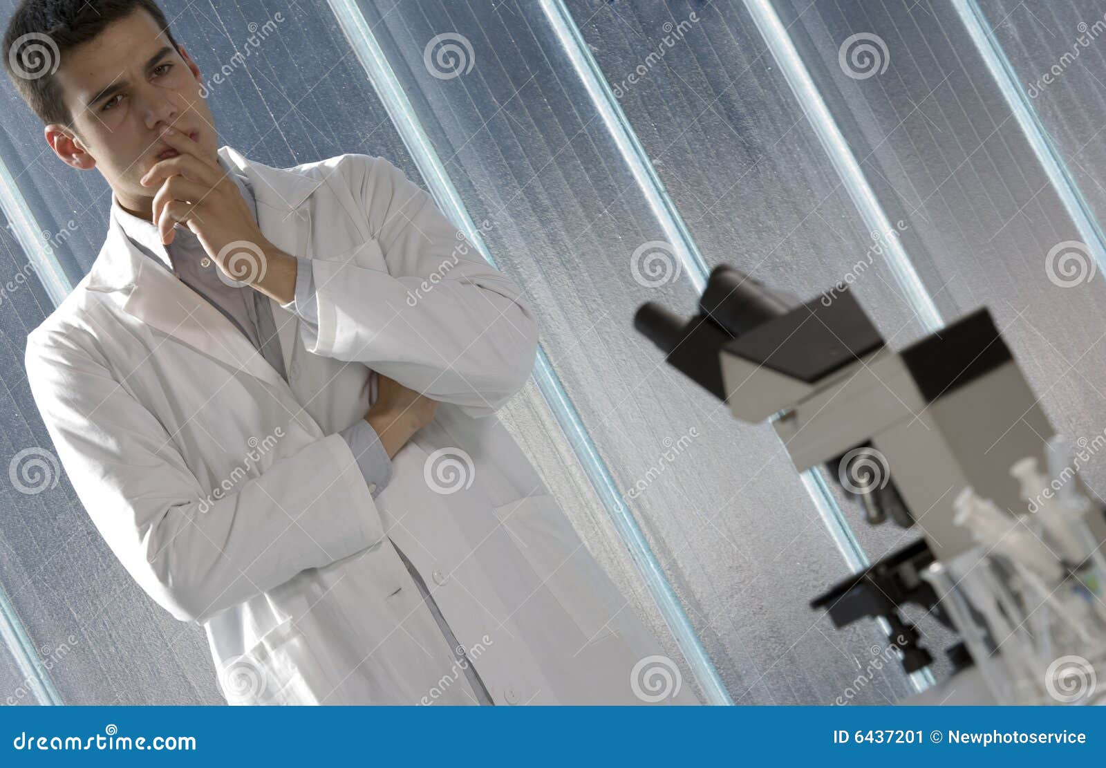 Young Scientist Thinking in His Lab Stock Image - Image of flask ...