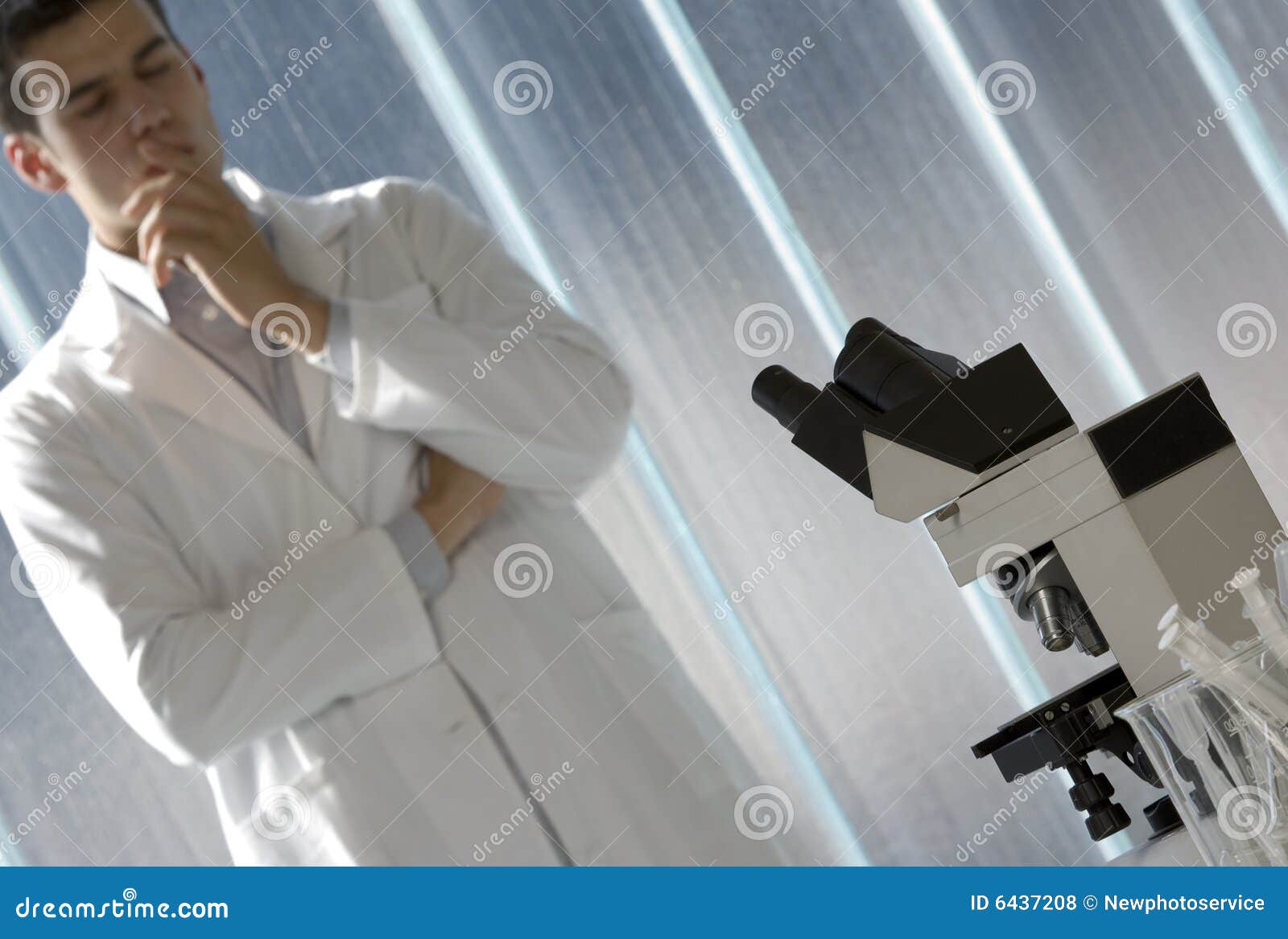 Young Scientist Thinking in His Lab Stock Photo - Image of adult ...