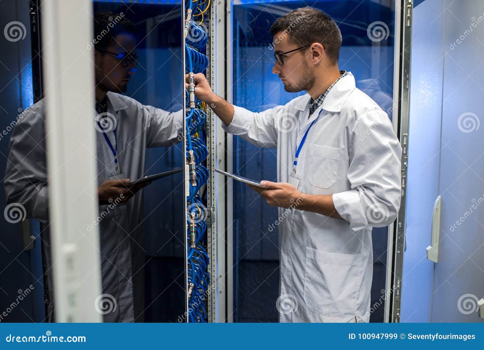 Young Scientist Using Supercomputer Stock Image - Image of digital ...